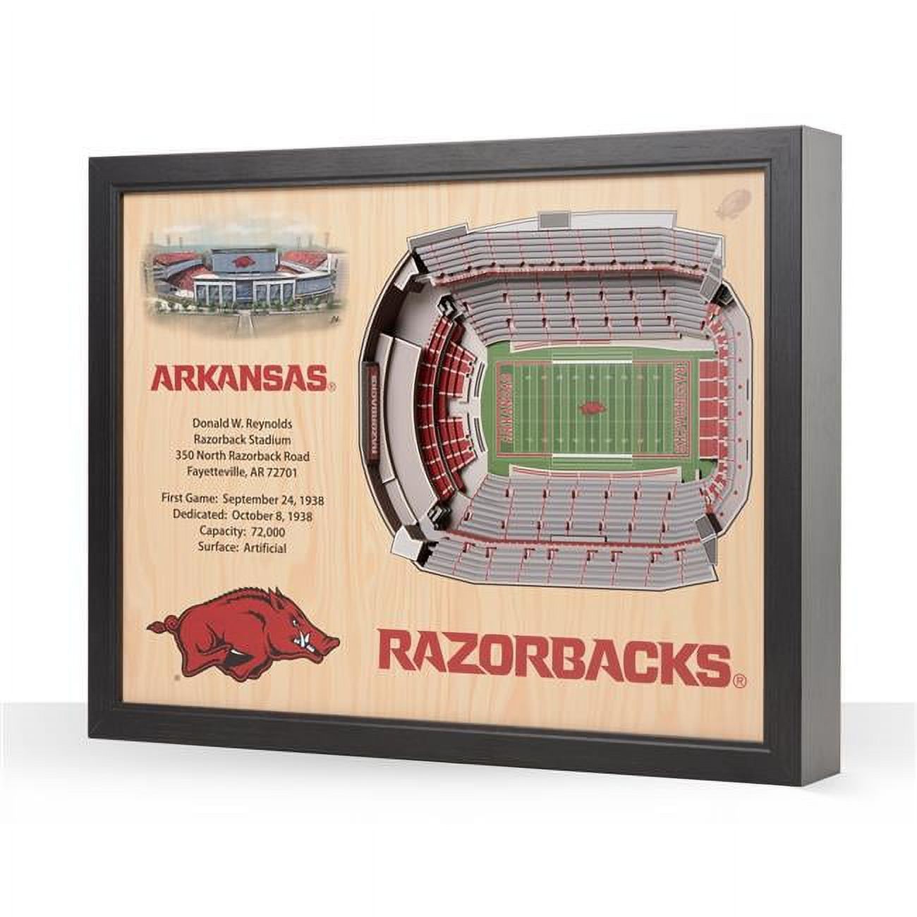 YouTheFan 25.5 x 19.5 x 3.5 in. NCAA Arkansas Razorbacks 25-Layer ...
