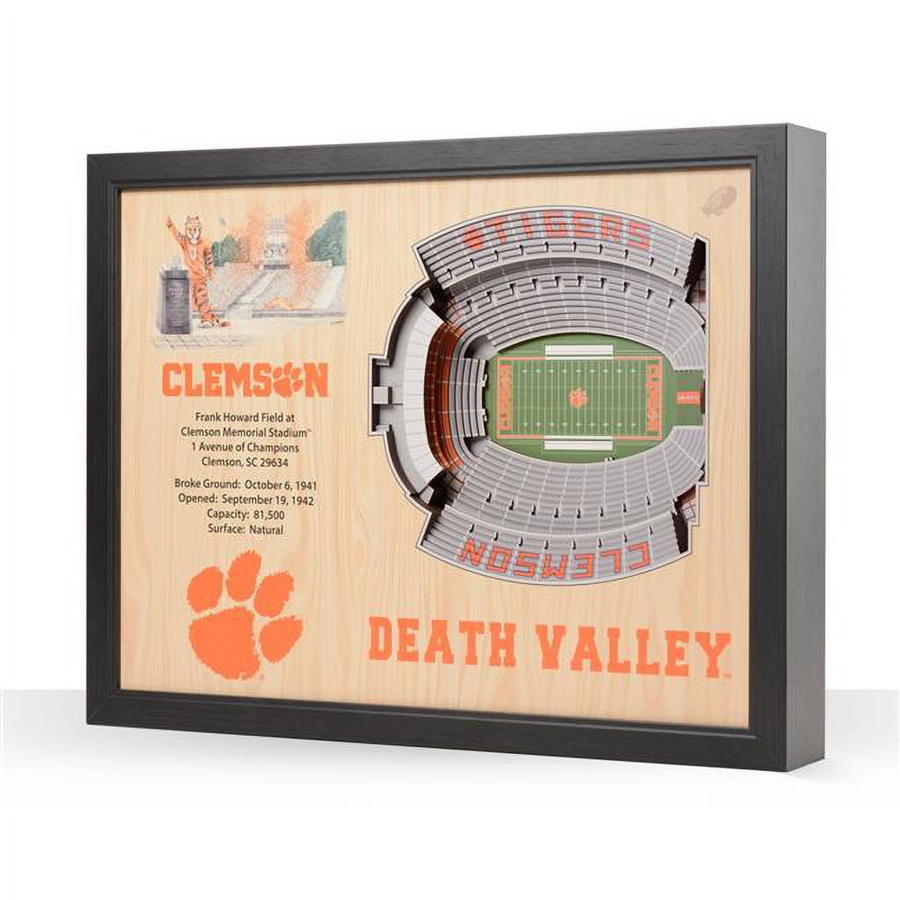 Clemson Tigers 25.5" x 19.5" Memorial Stadium Stadium Views Wall Art ...