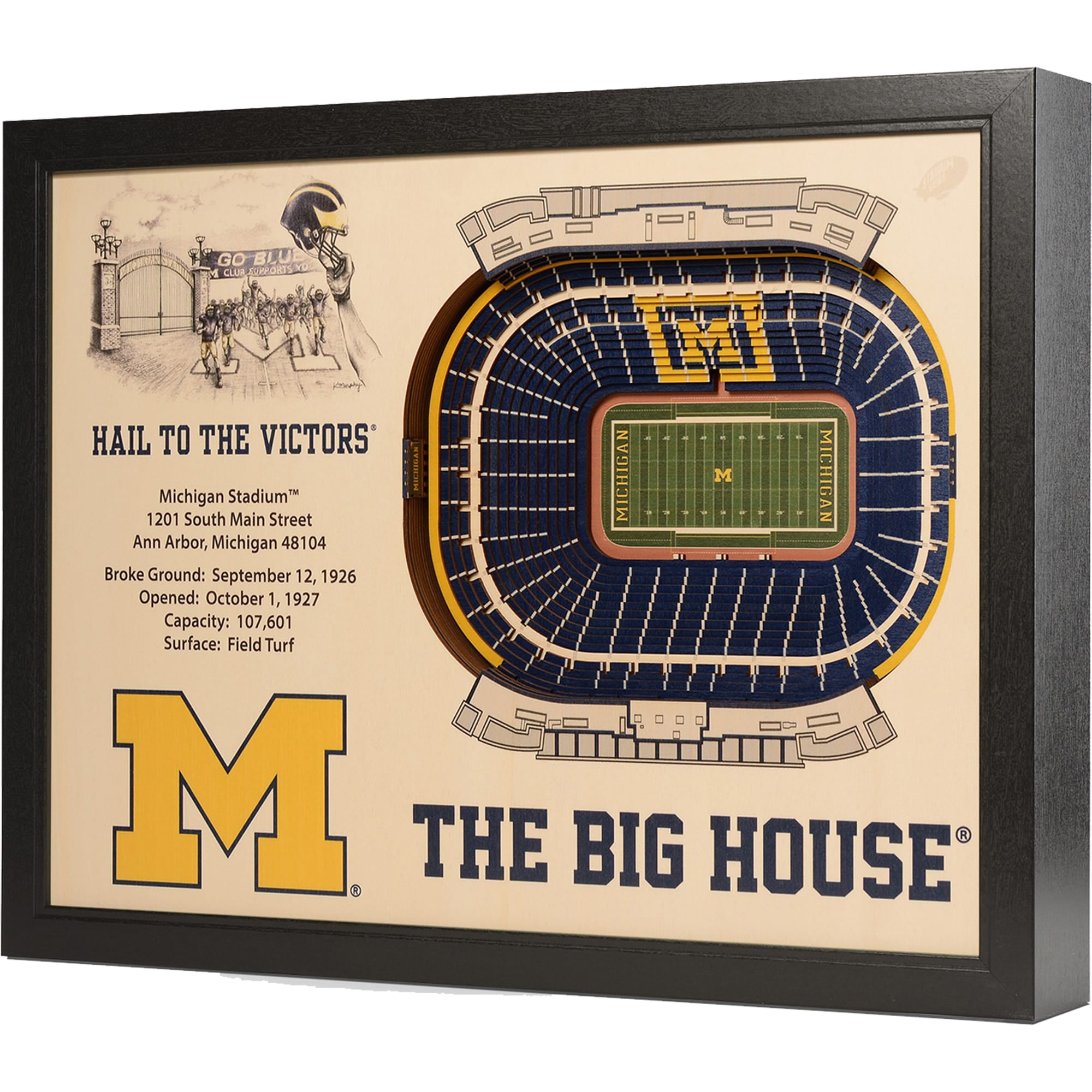 Michigan Wolverines 25.5" x 19.5" Michigan Stadium Stadium Views Wall ...