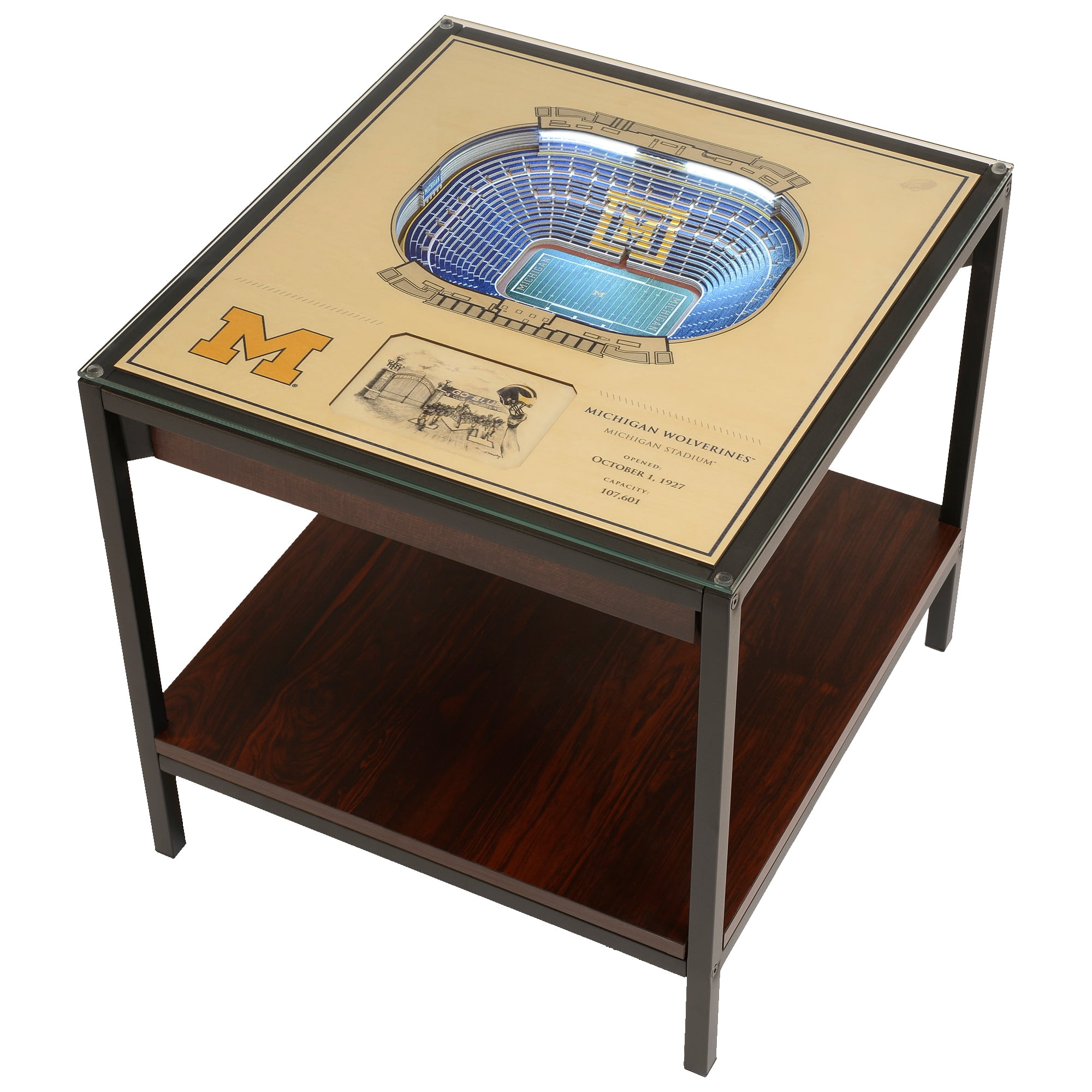 Brown Michigan Wolverines 25-Layer StadiumView Lighted End Table ...
