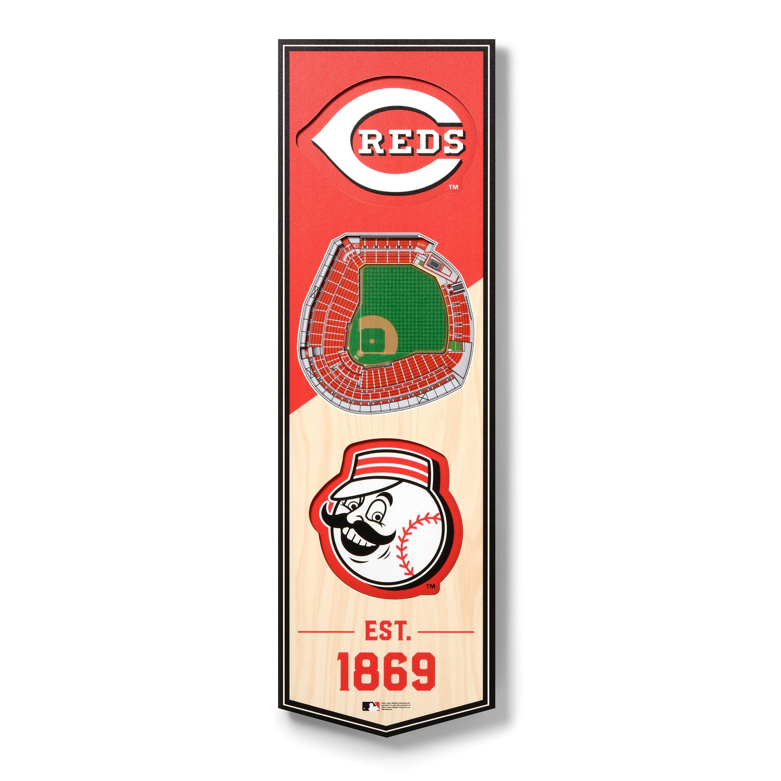 Cincinnati Reds 6'' x 19'' 3D StadiumView Banner - Walmart.com