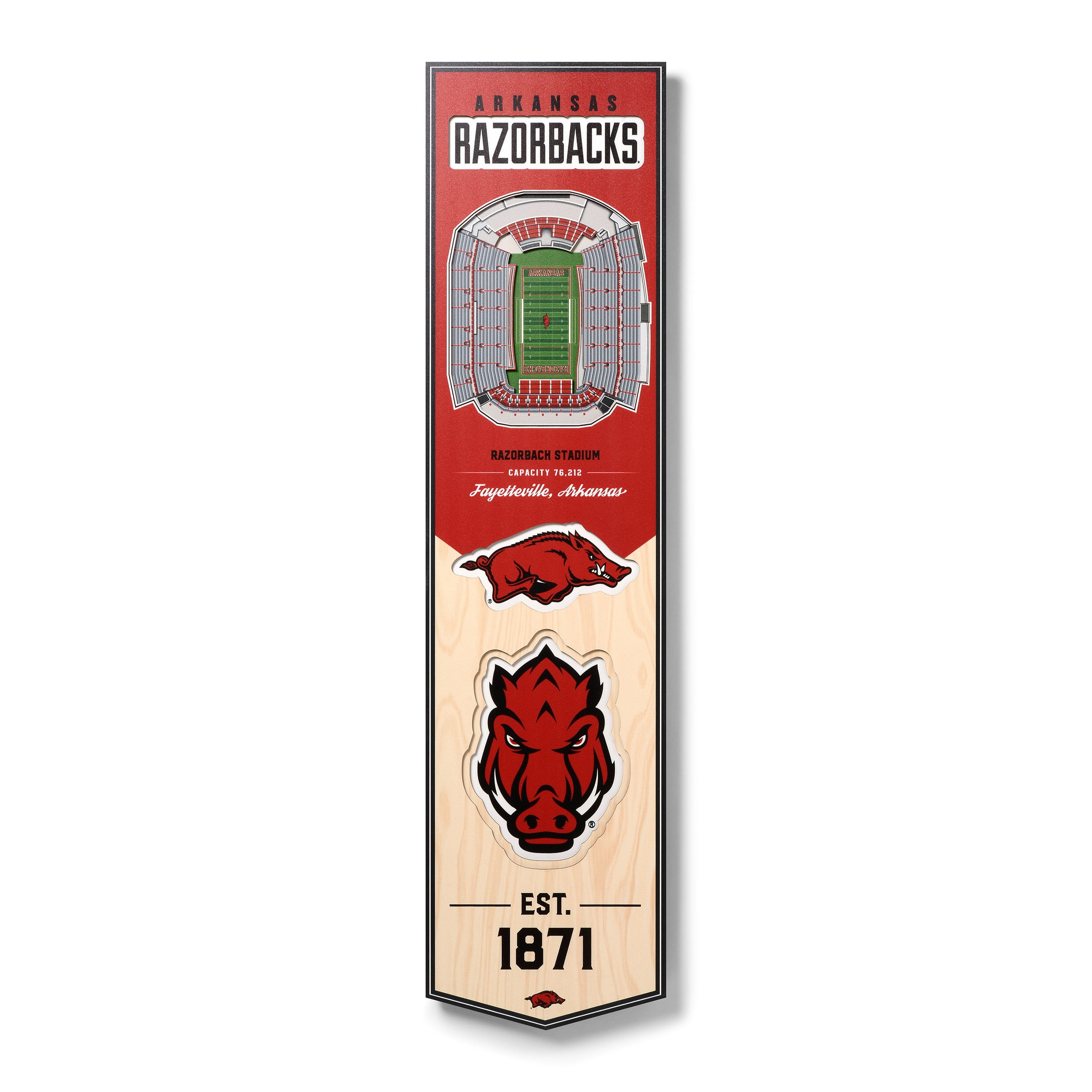 Arkansas Razorbacks 8'' x 32'' 3D StadiumView Banner - Walmart.com