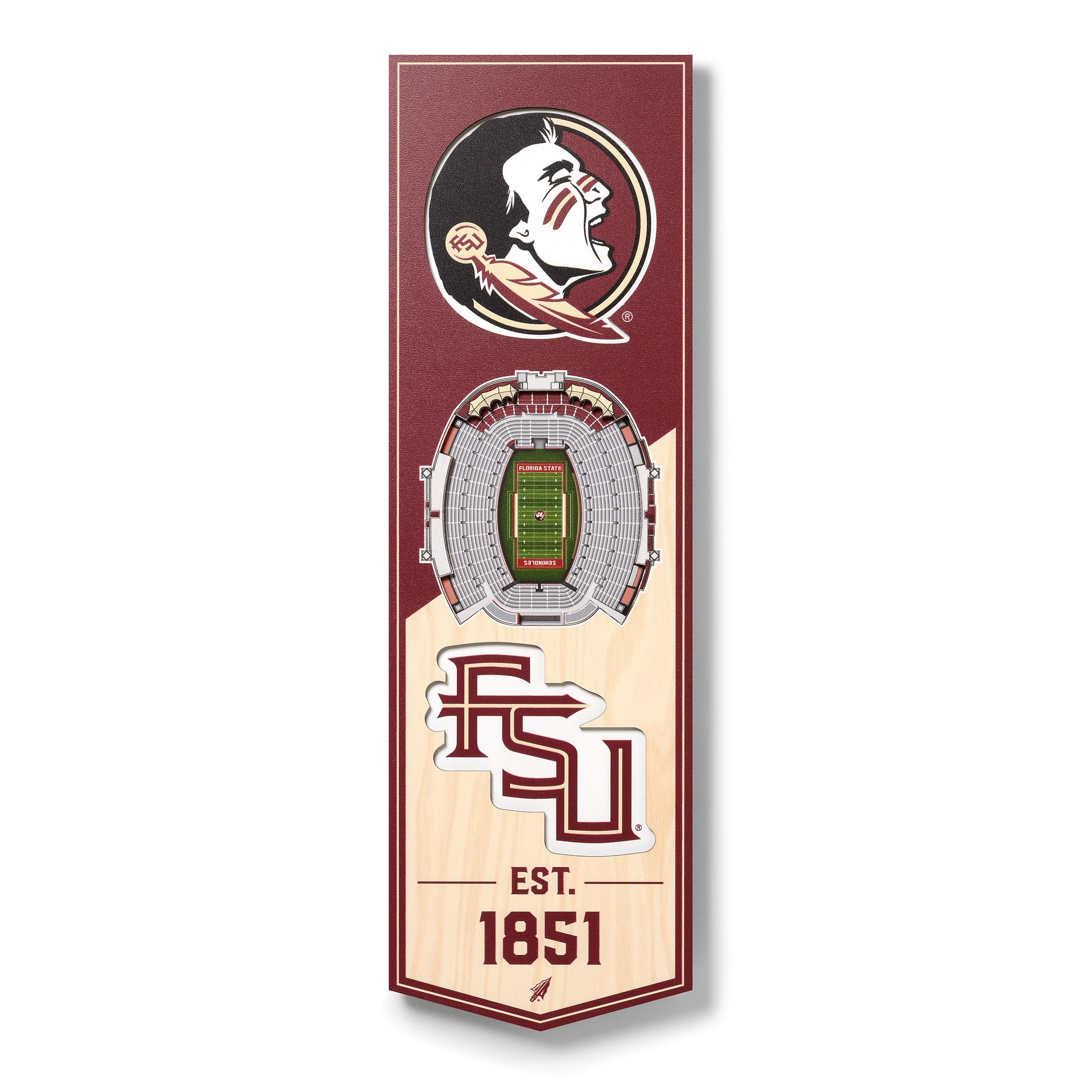 Florida State Seminoles 6'' x 19'' 3D StadiumView Banner - Walmart.com