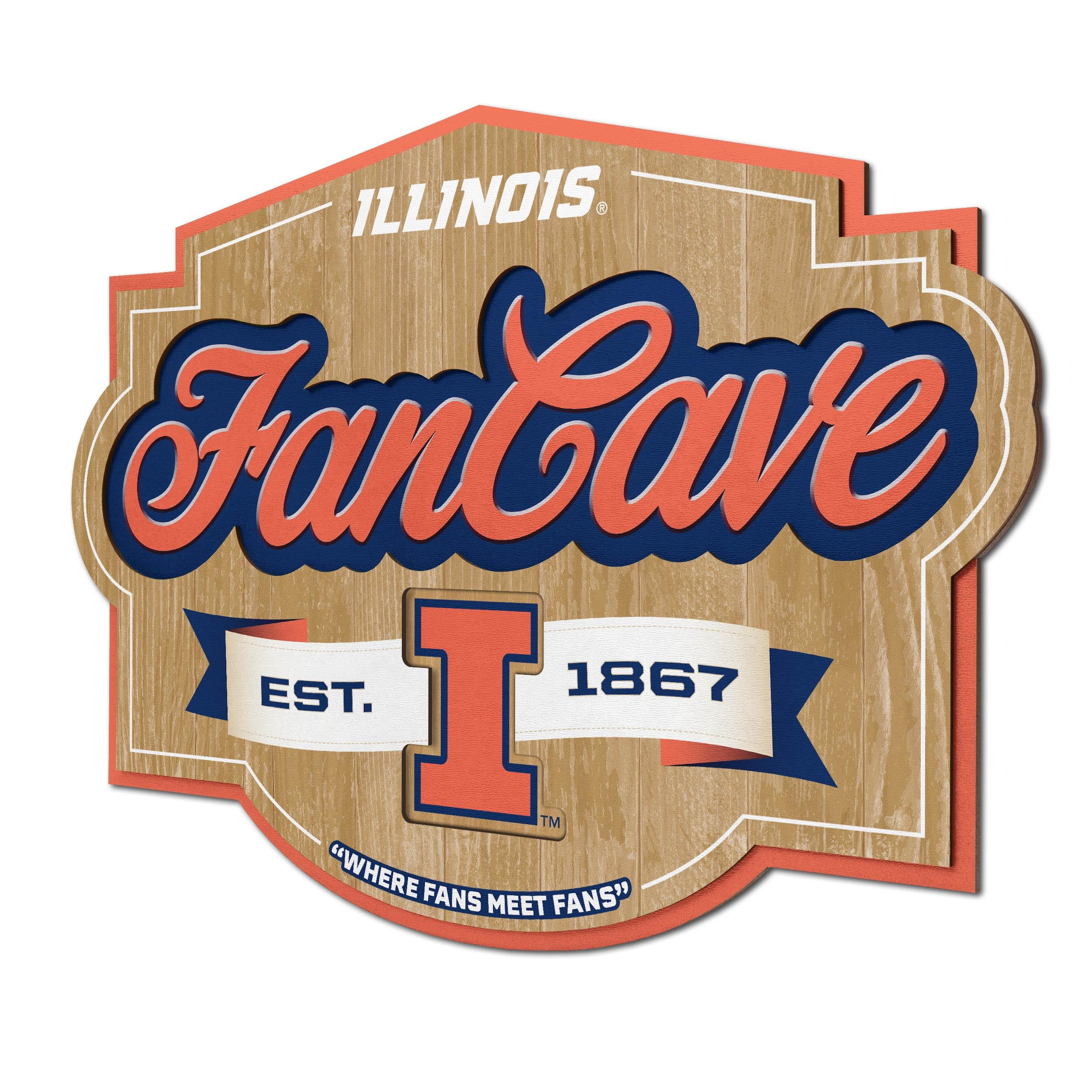 YouTheFan NCAA Illinois Fighting Illini Fan Cave Sign - Walmart.com