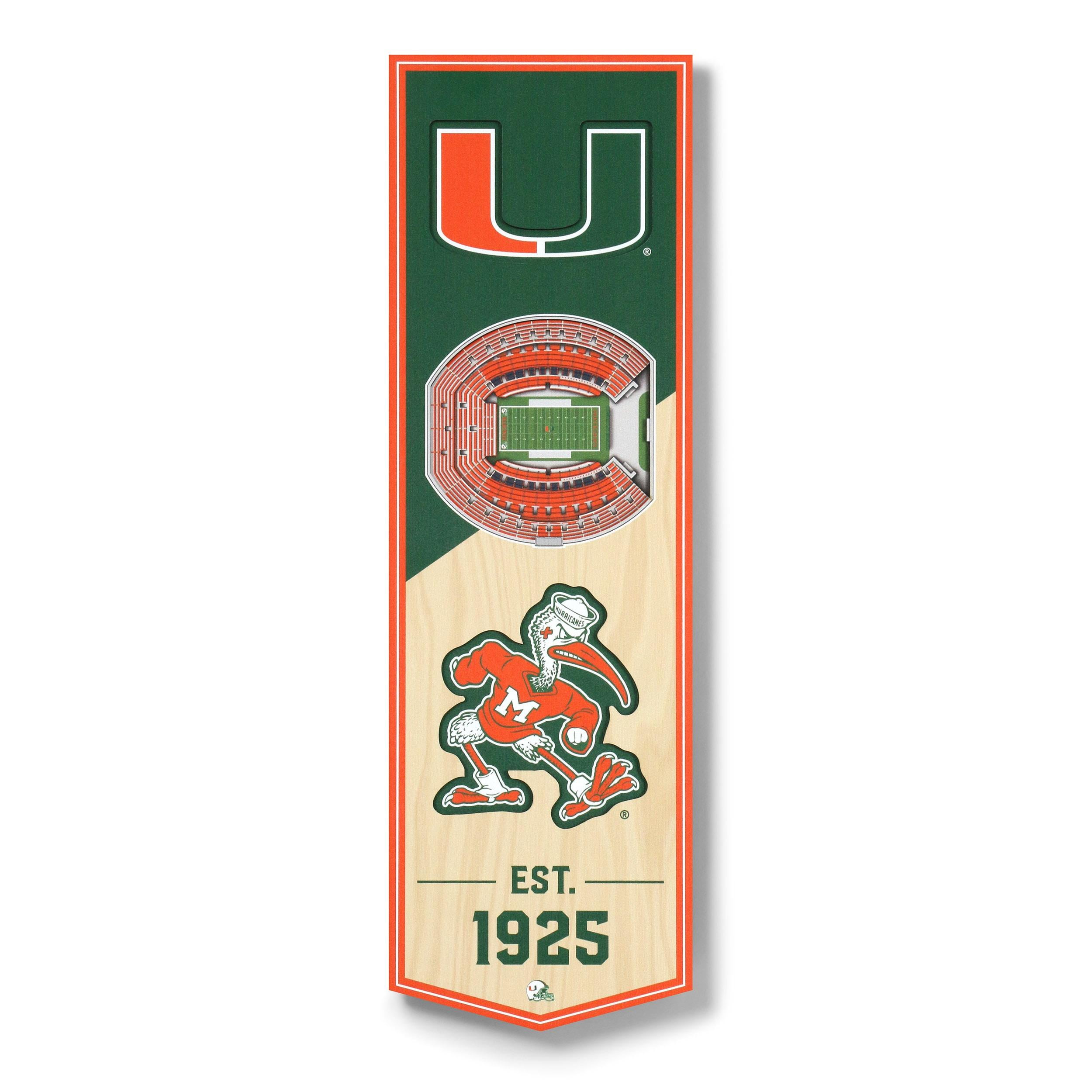 YouTheFan NCAA Miami Hurricanes 3D STADIUM BANNER 6X19 - Walmart.com