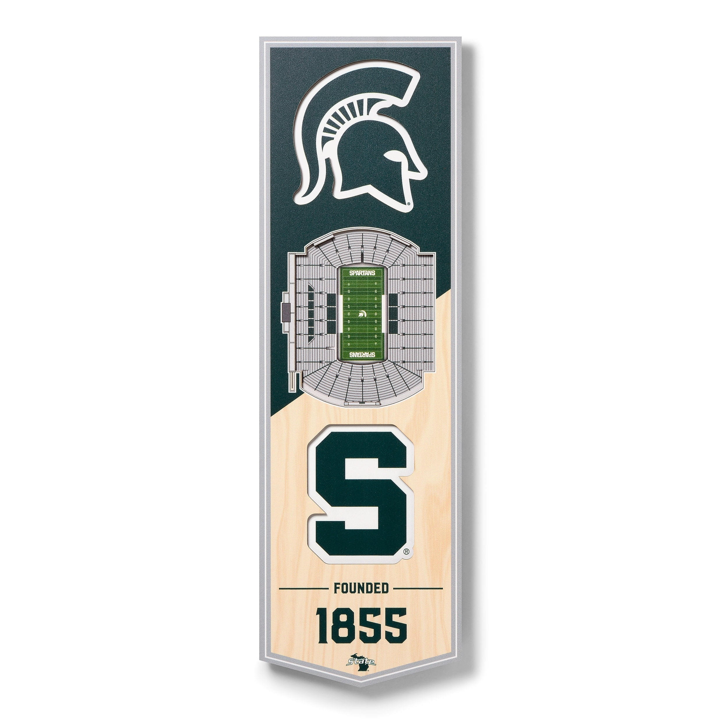 Michigan State Spartans 6'' x 19'' 3D StadiumView Banner - Walmart.com