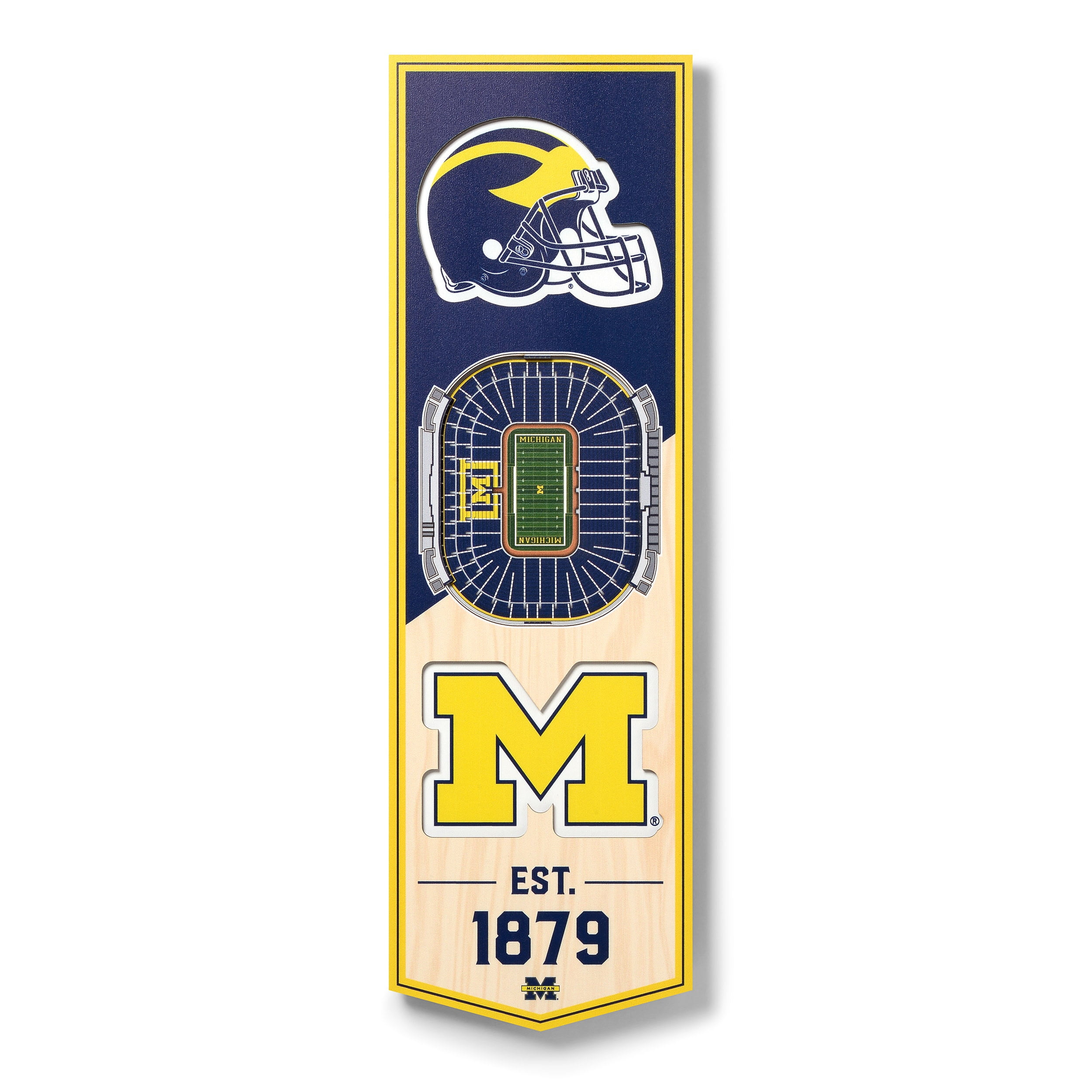 Michigan Wolverines 6'' x 19'' 3D StadiumView Banner - Walmart.com