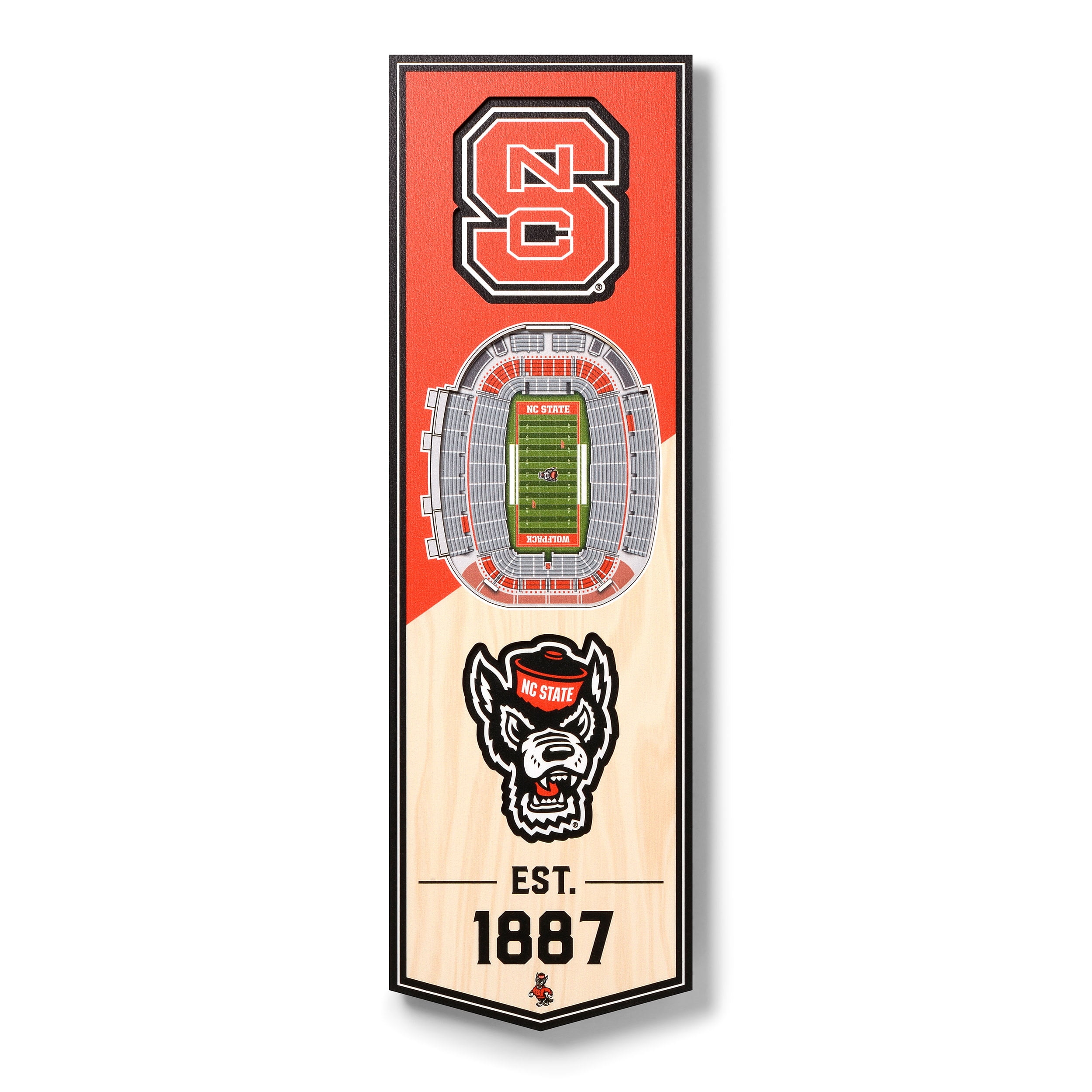 NC State Wolfpack 6'' x 19'' 3D StadiumView Banner - Walmart.com