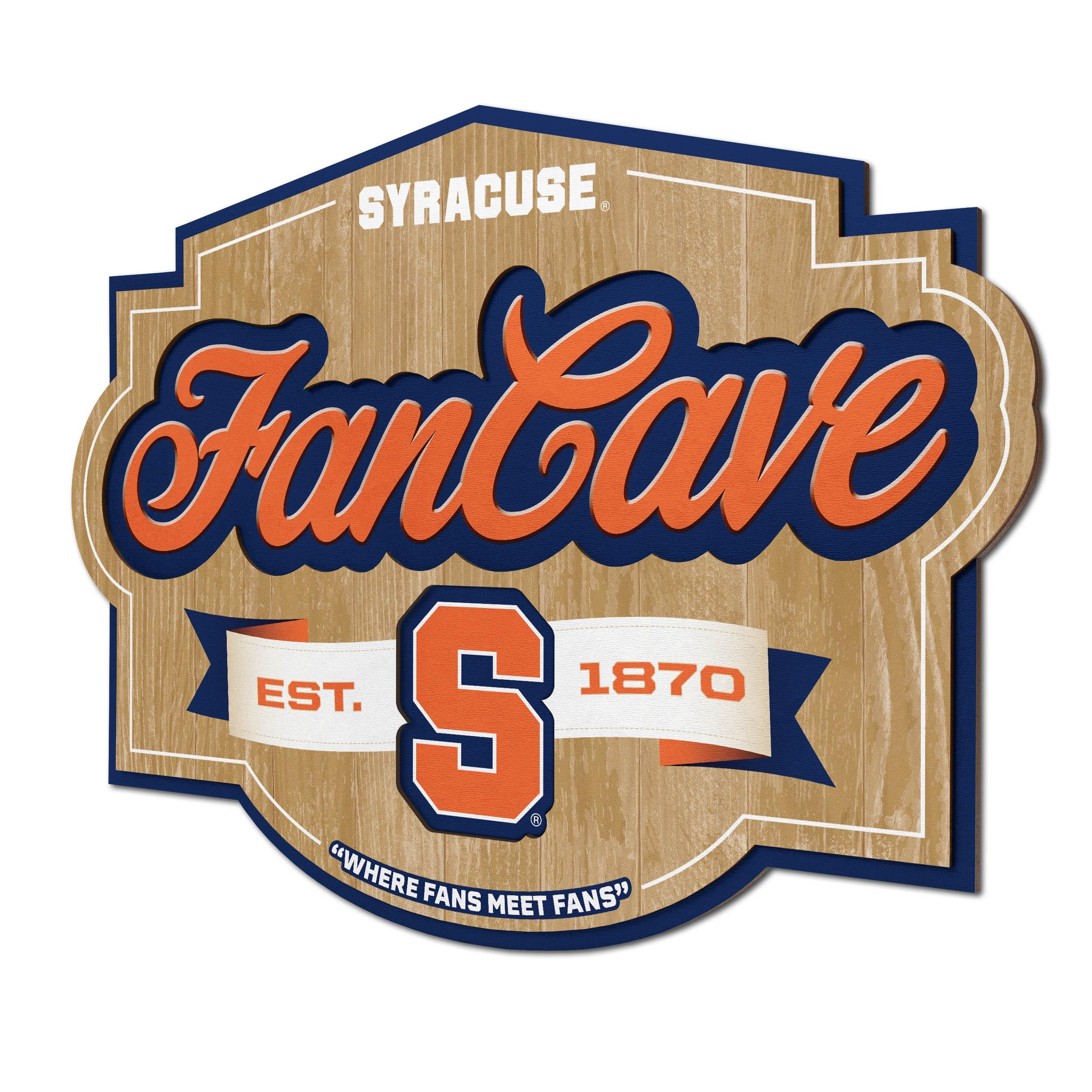 Syracuse NCAA Fan Cave Wall Decor Sign 17x12.5 3D Floating Mount for ...