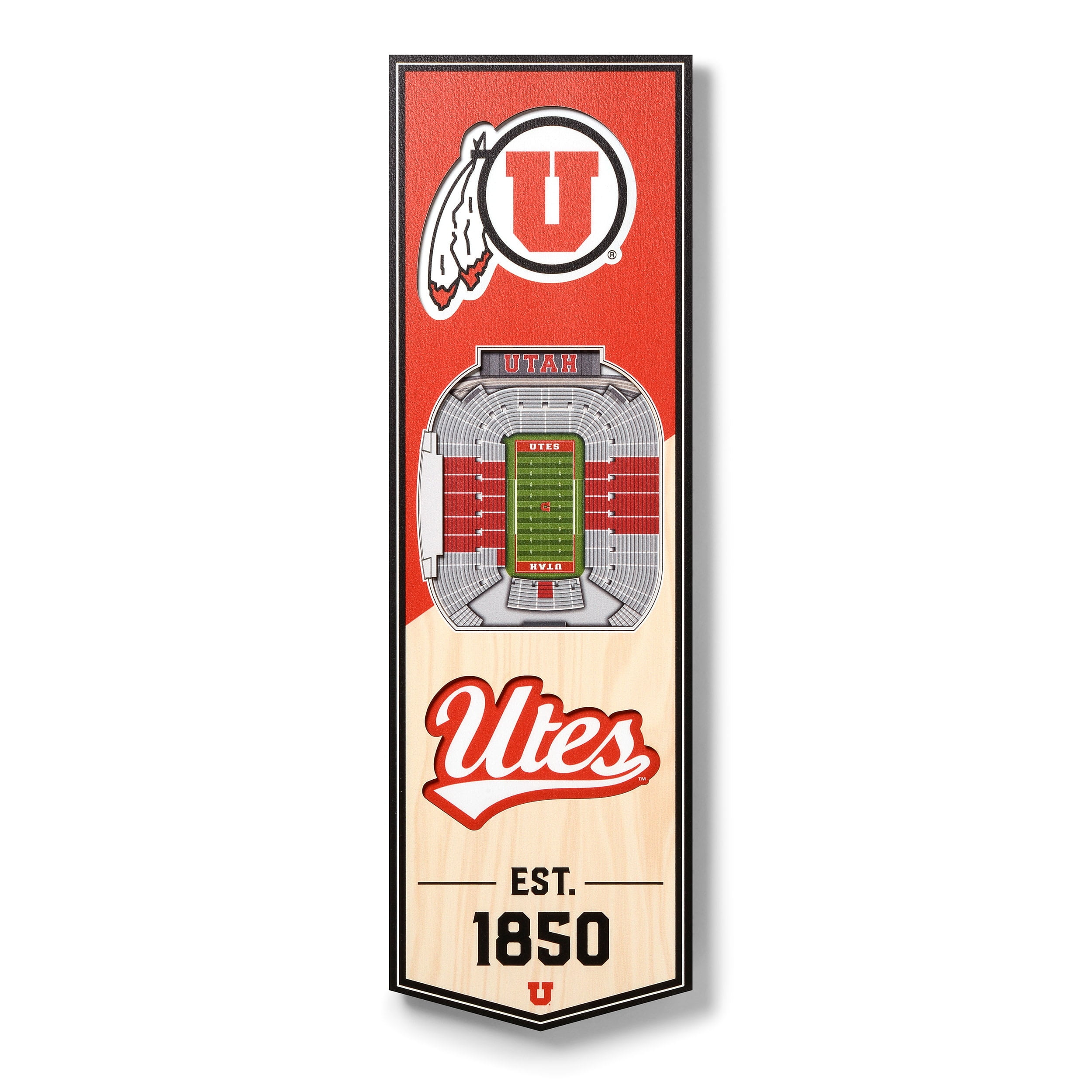Utah Utes 6'' x 19'' 3D StadiumView Banner - Walmart.com
