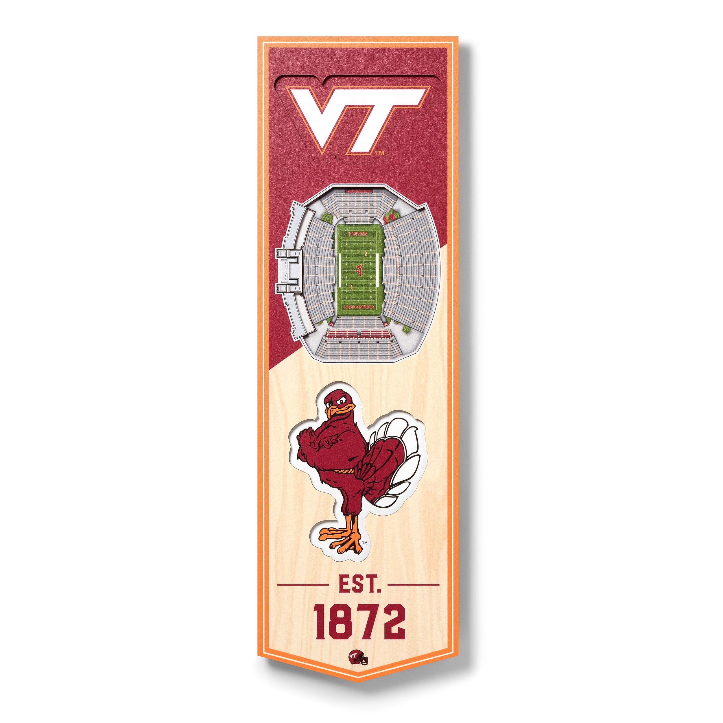 YouTheFan NCAA Virginia Tech Hokies 6'' x 19'' 3D Stadium View Banner ...