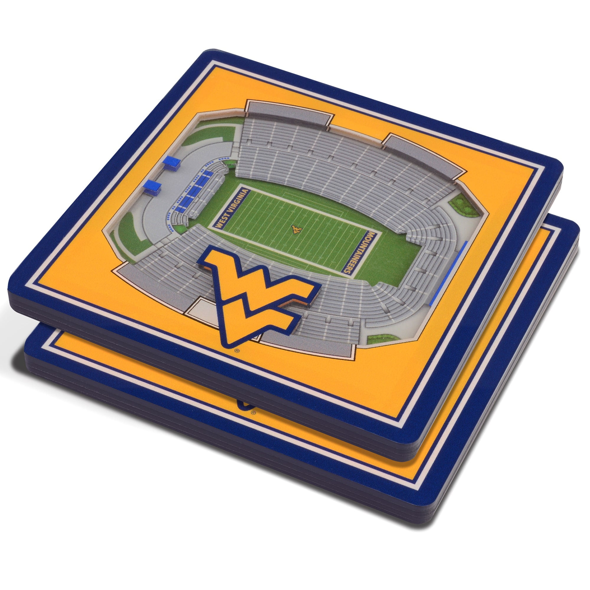 Yellow West Virginia Mountaineers 3D StadiumViews Coasters - Walmart.com