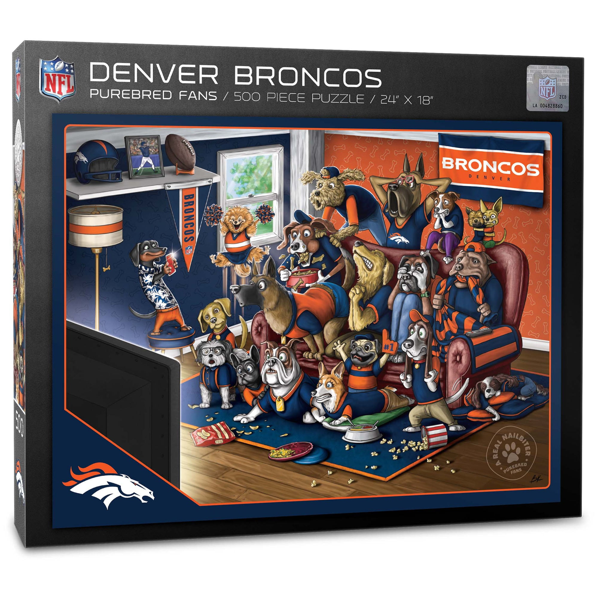 Denver Broncos Purebred Fans 18'' x 24'' A Real Nailbiter 500-Piece ...