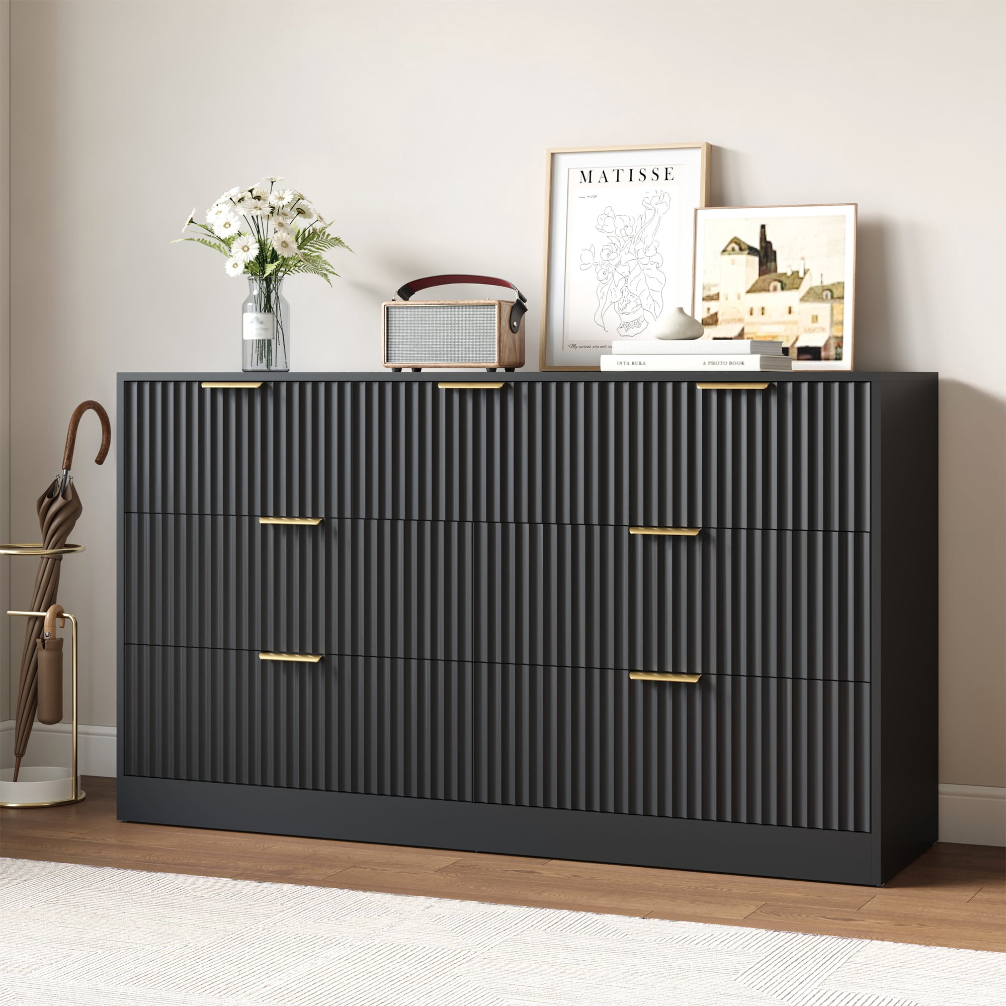 YouTrend 55.1"W Fluted Dressers for Bedroom with 7 Drawers,Modern Chest ...