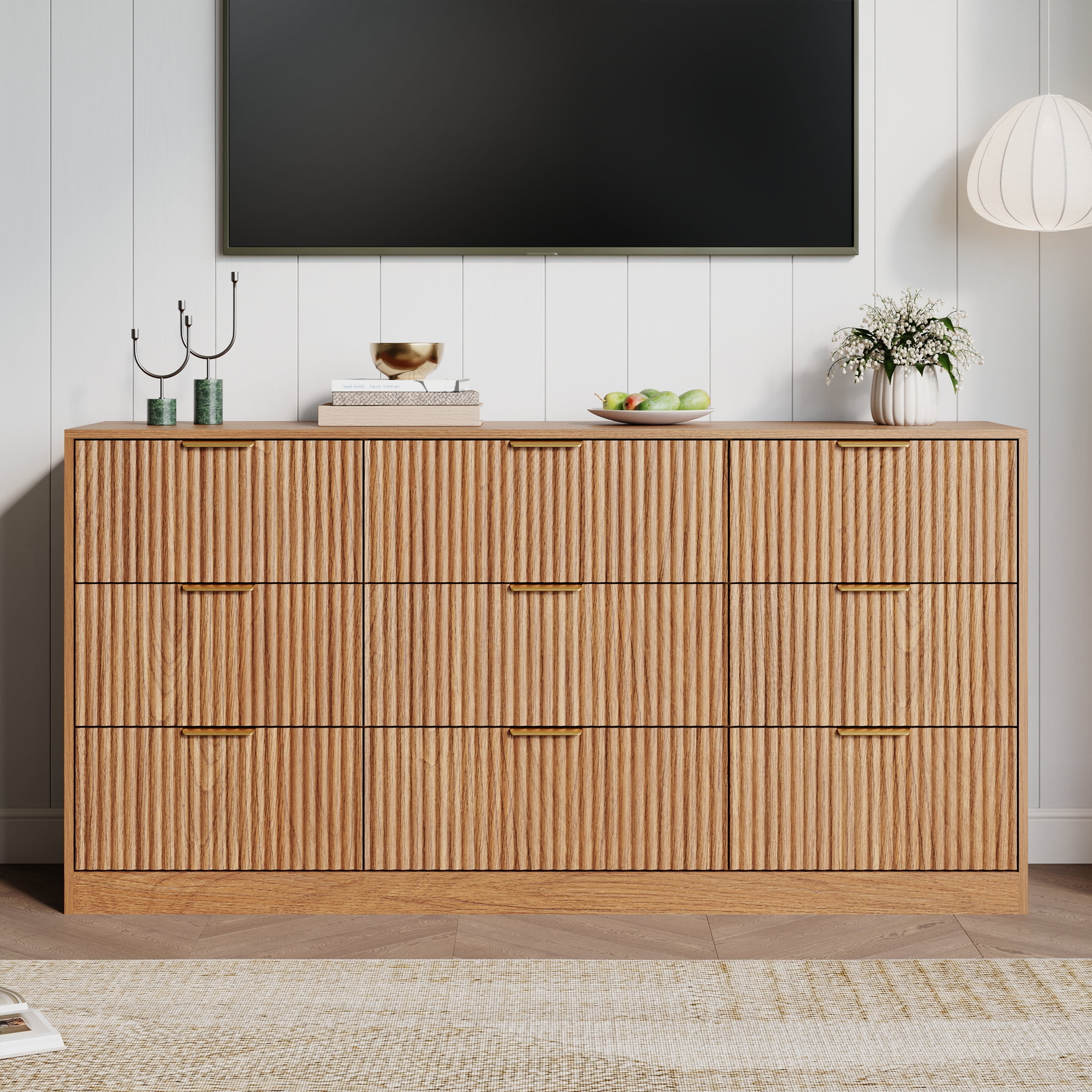 YouTrend Burlywood 9 Drawer Dresser with for Bedroom,Modern Adult ...