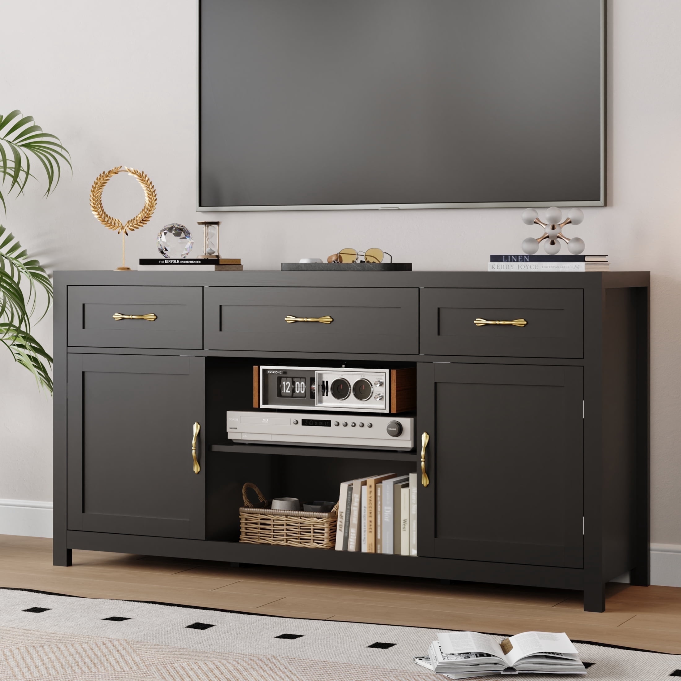 YouTrend Farmhouse TV Stand for TVs up to 65'' for Living Room,Kitchen ...