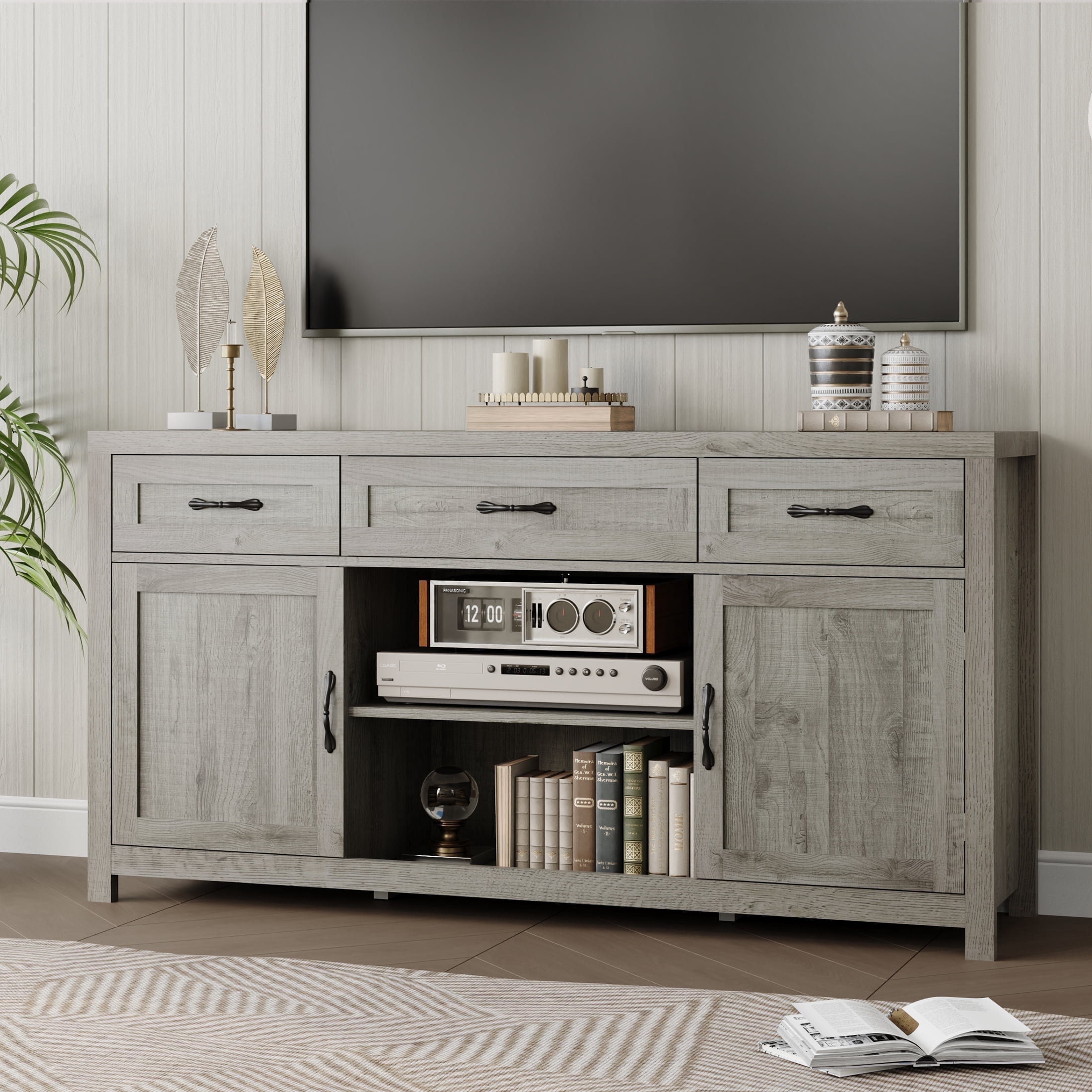 YouTrend Farmhouse TV Stand for TVs up to 65'' for Living Room,Kitchen ...