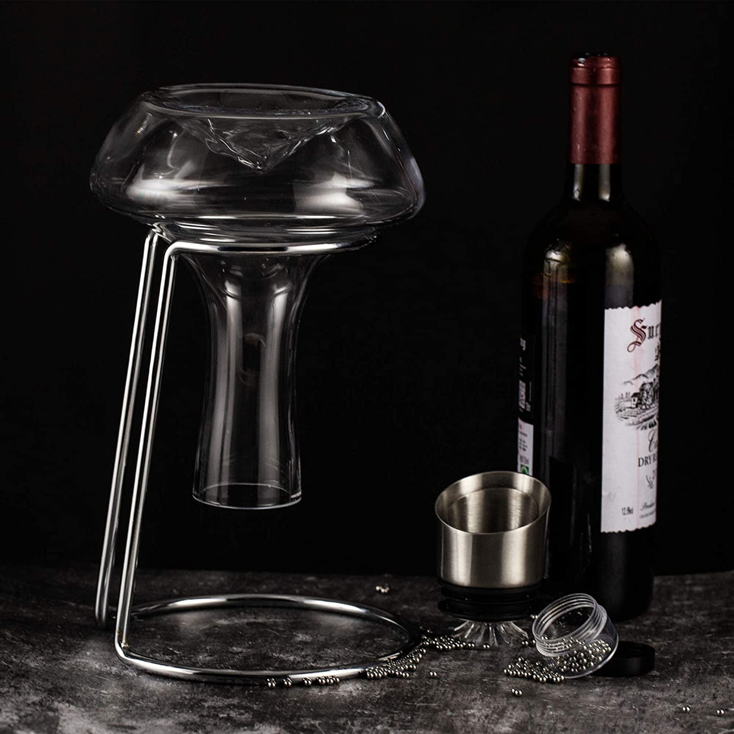 YouYah Wine Decanter Set with Wine Chiller Stick 3-in-1 Stainless Steel ...