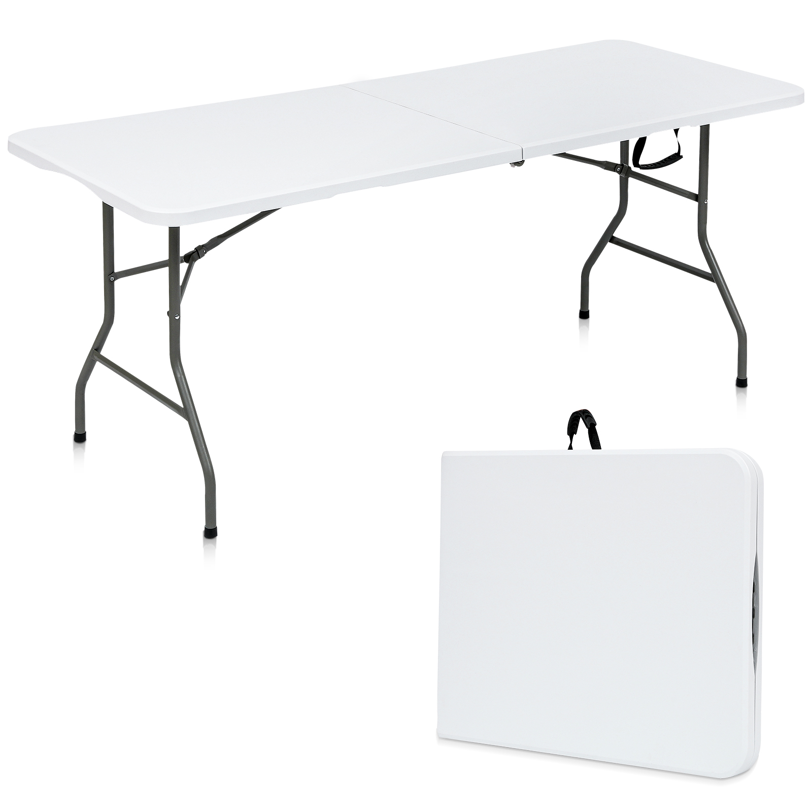 Mainstays 6 Foot Bi-Fold Plastic Folding Table, White - Walmart.com