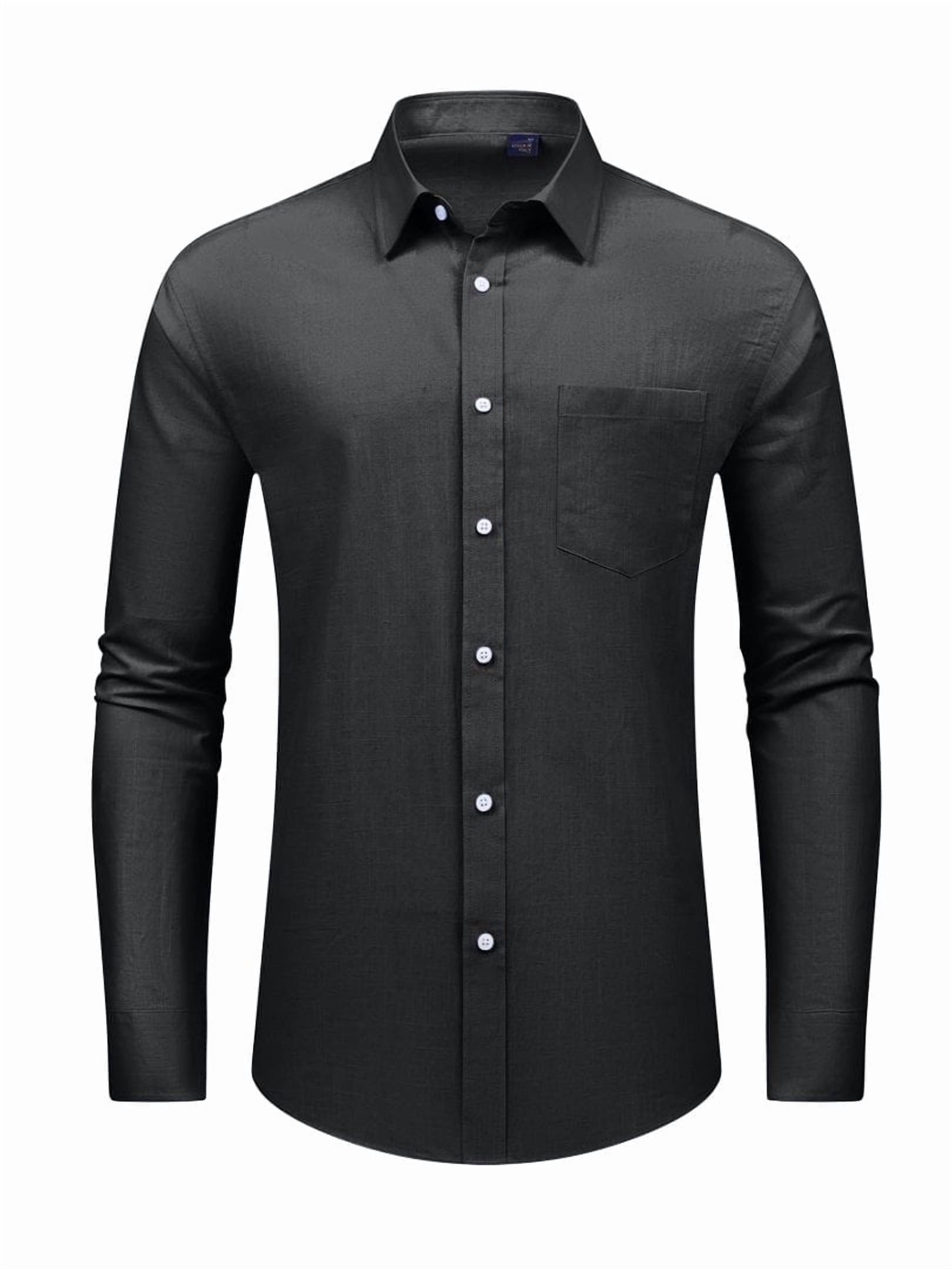 Youclos Men's Cotton Long Sleeve Casual Button-Down Shirt, Breathable ...
