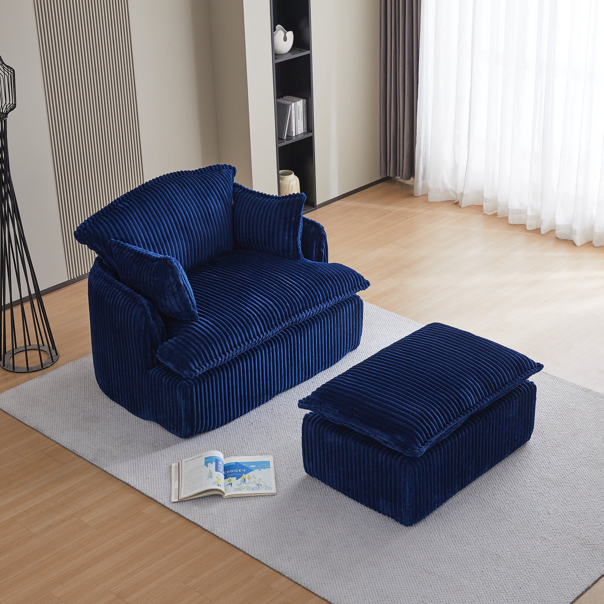 Youdao Oversized Chair with Ottoman, 47" W Deep Seat Sofa Chair ...