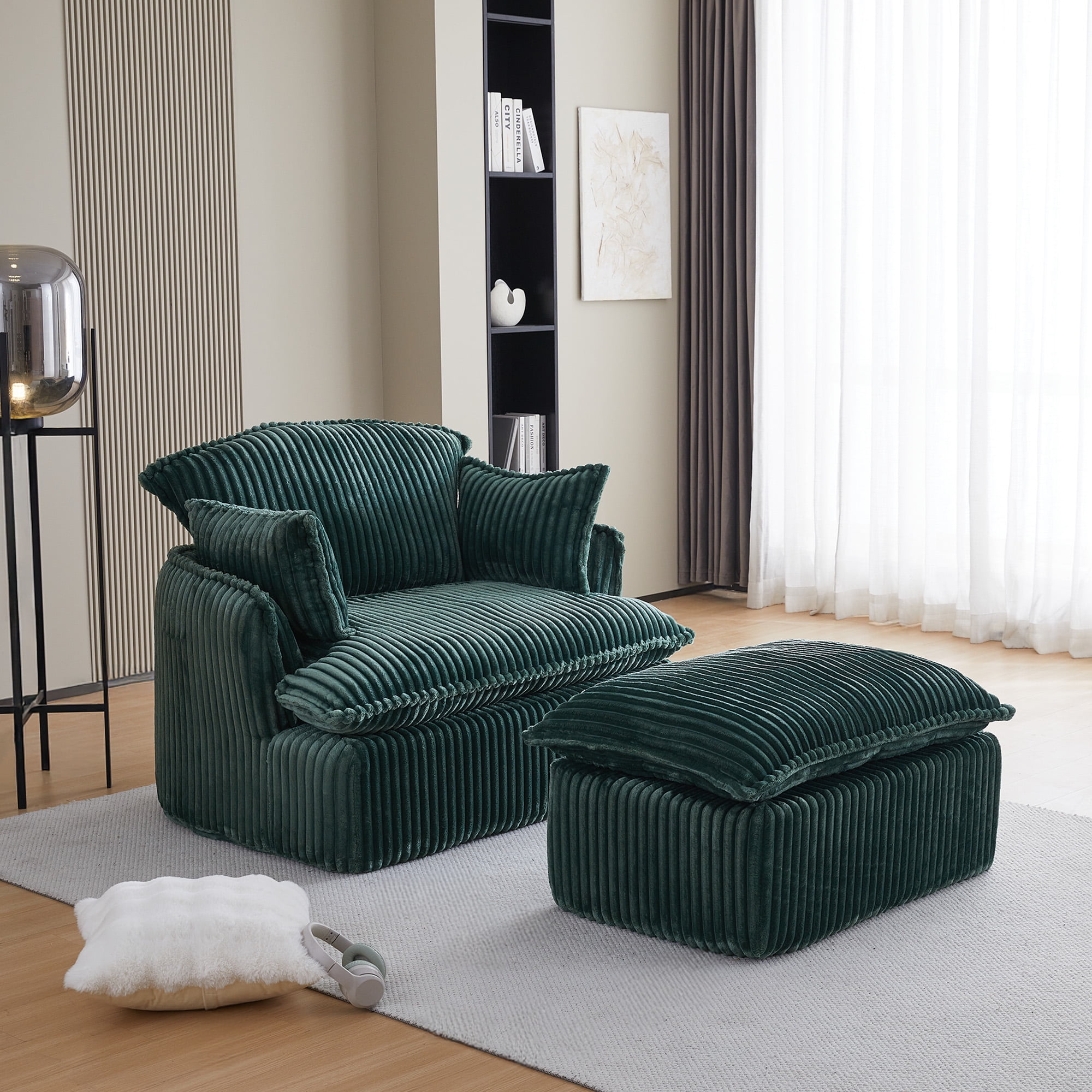 Youdao Oversized Chair with Ottoman, 47" W Deep Seat Sofa Chair ...