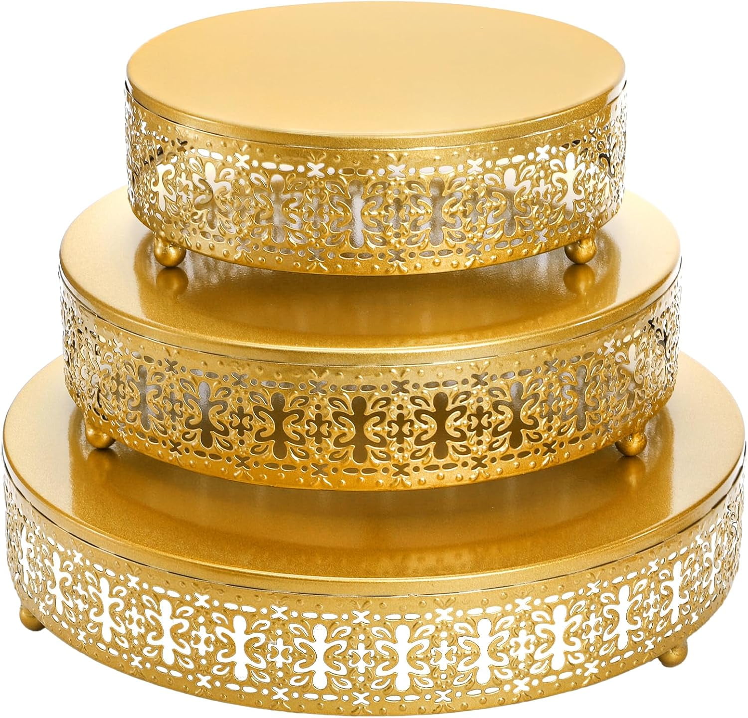 Youeon 3 Pack Metal Gold Cake Stand, 12/10/8 Inch Round Cake Stands for ...