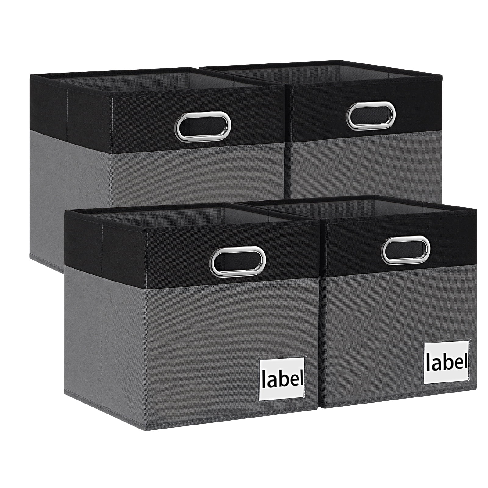 Youfenhome 12 Inch Cube Storage Bins with Label Cards and Dual Metal ...