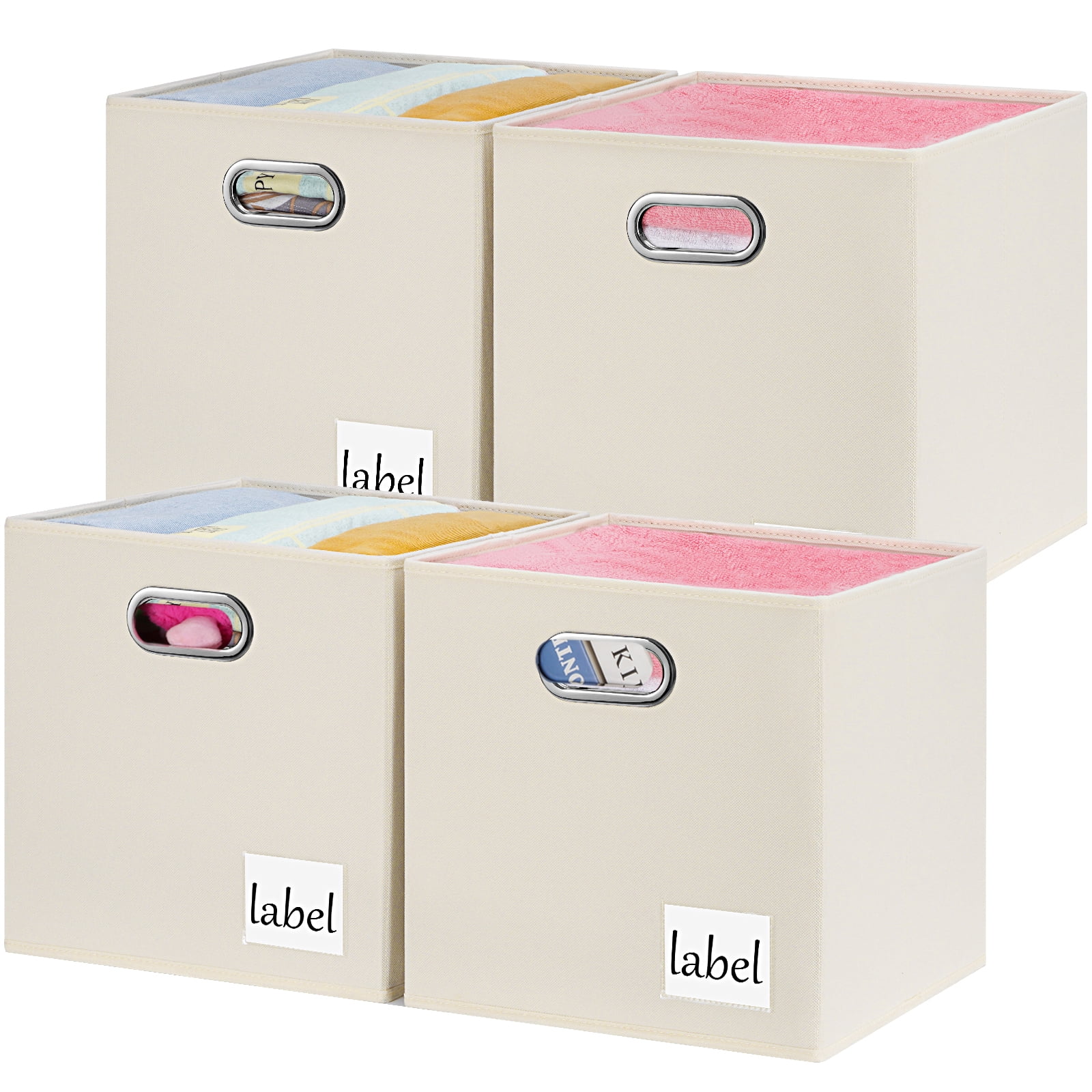 Youfenhome 12 Inch Cube Storage Bins with Label Cards and Dual Metal ...