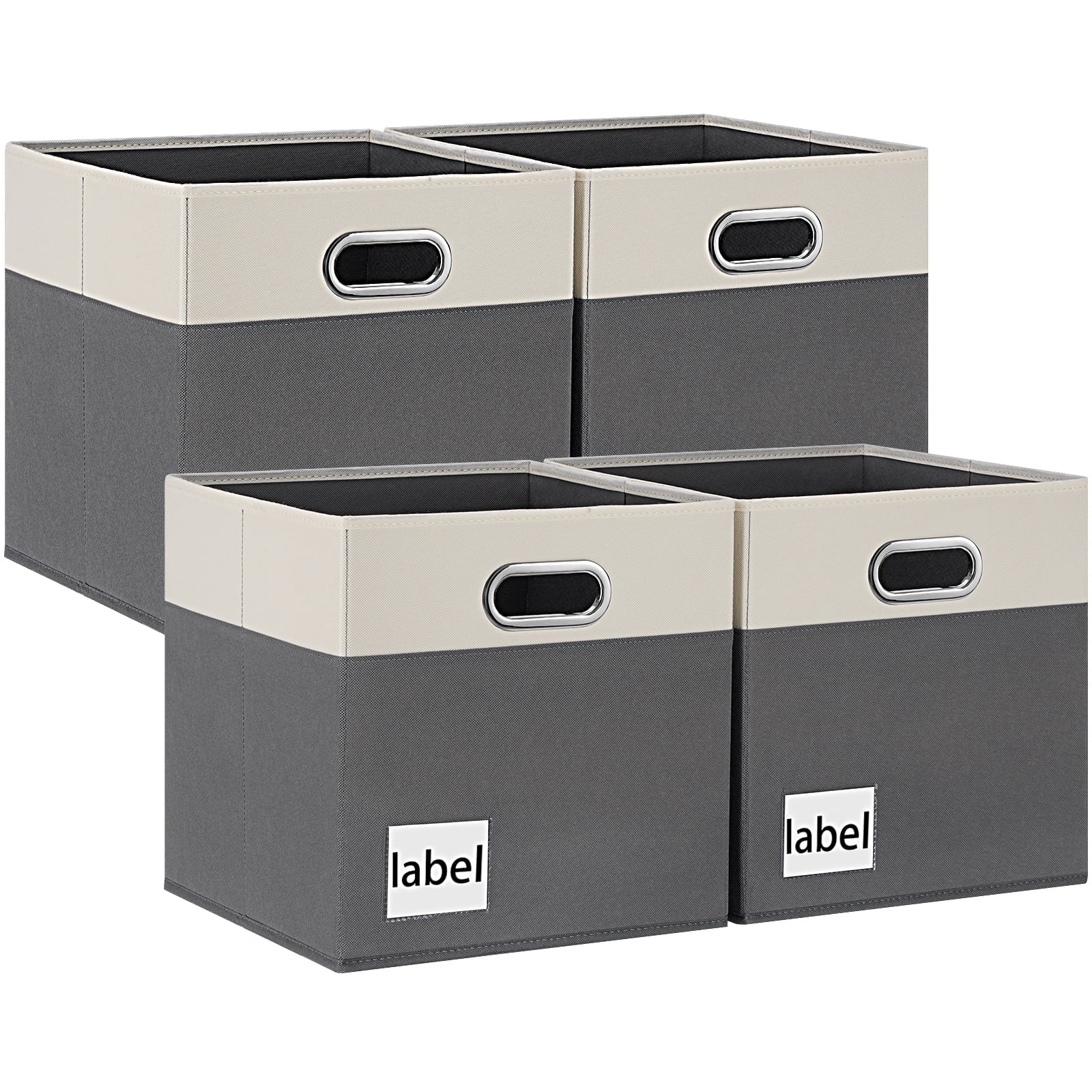 Youfenhome 12 Inch Cube Storage Bins with Label Cards and Dual Metal ...