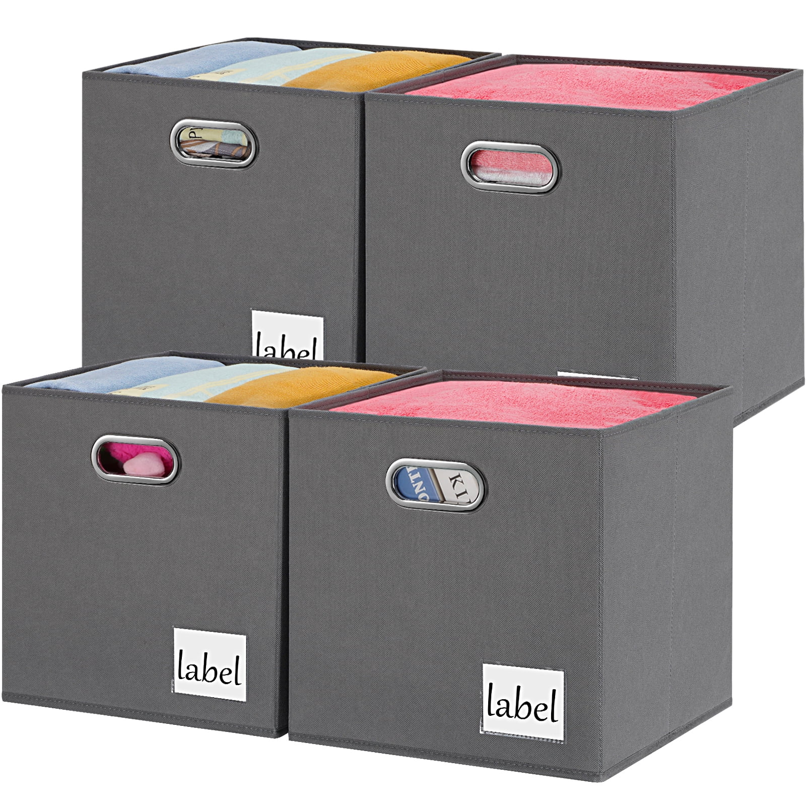 Youfenhome 13Inch Cube Storage Bins with Label Cards and Dual Metal ...