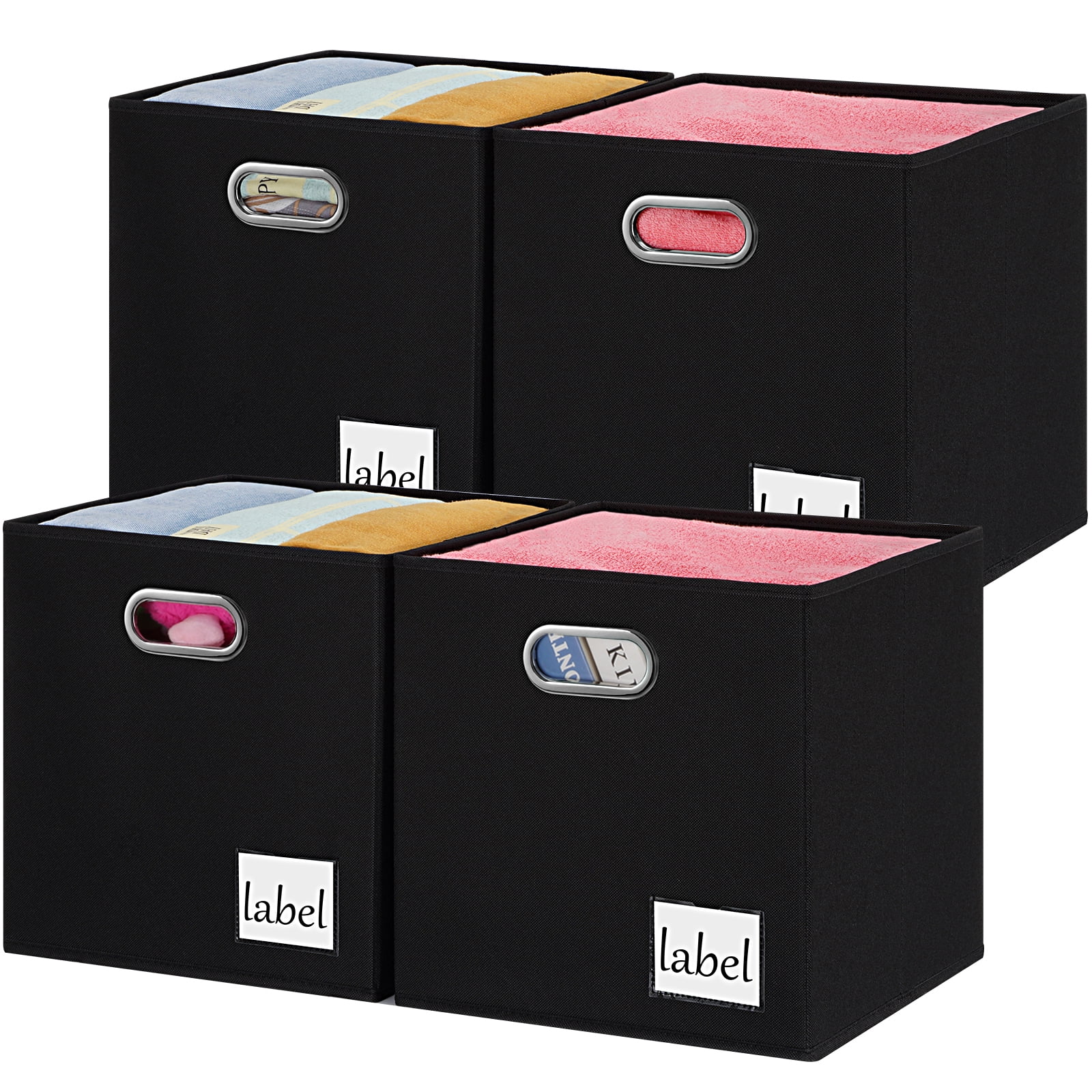 Youfenhome 12 Inch Cube Storage Bins with Label Cards and Dual Metal ...