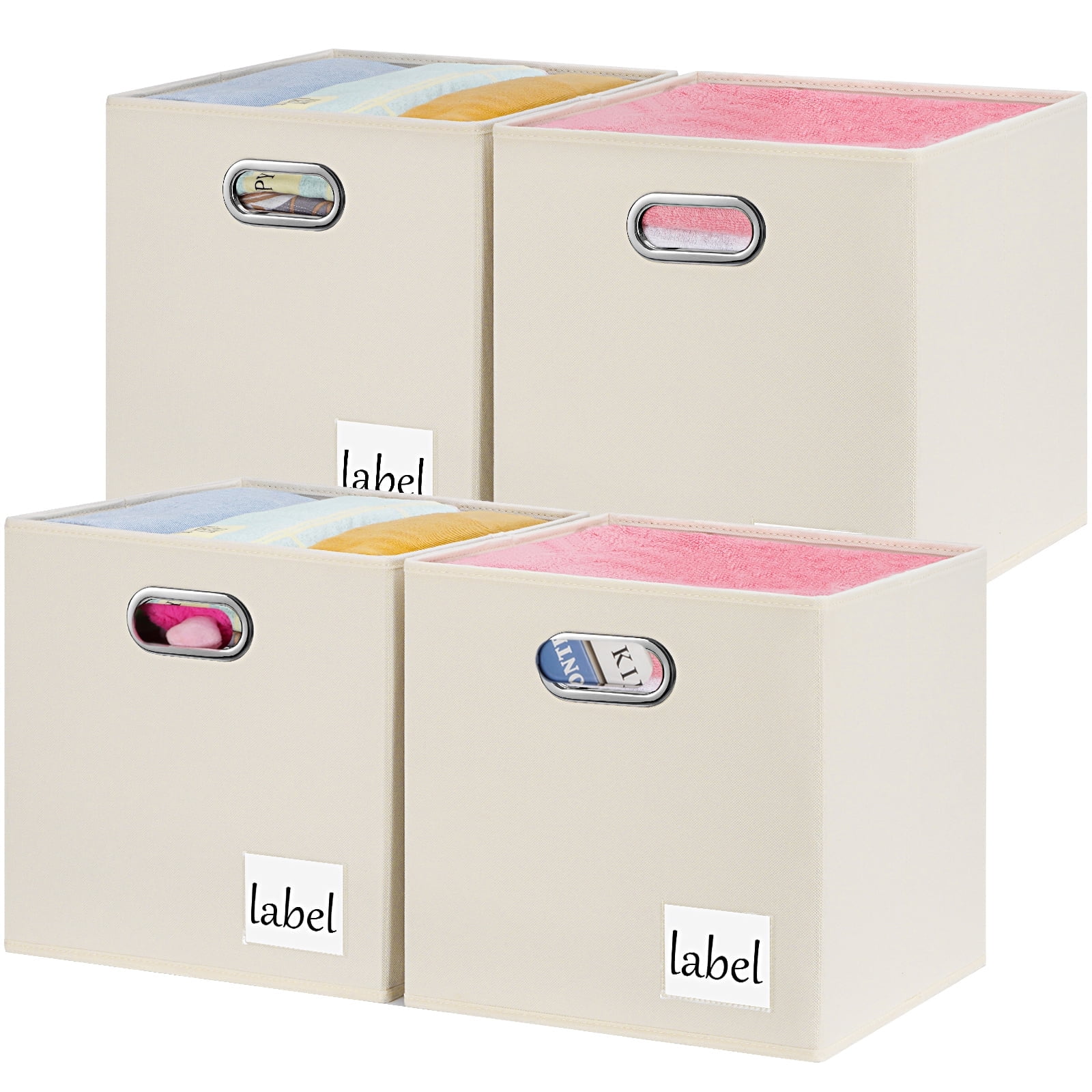 Youfenhome 13 Inch Cube Storage Bins with Label Cards and Dual Metal ...