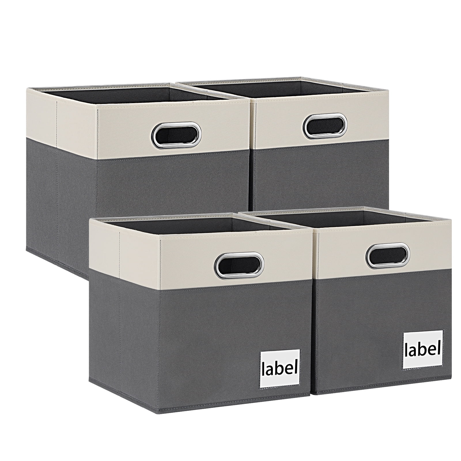 Youfenhome 13 Inch Cube Storage Bins with Label Cards and Dual Metal ...