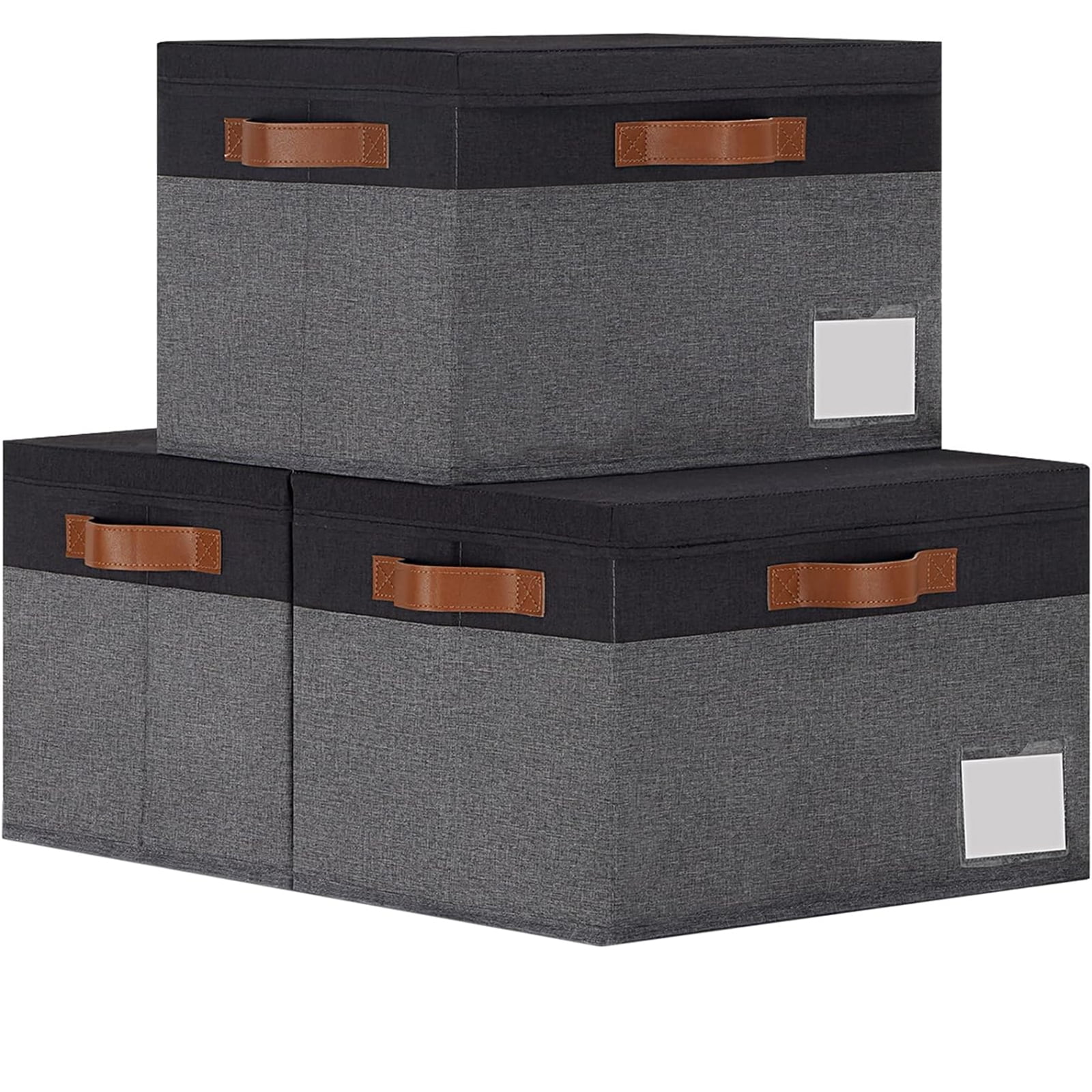 Youfenhome Extra Large Fabric Storage Bins with Lids and Label Window ...