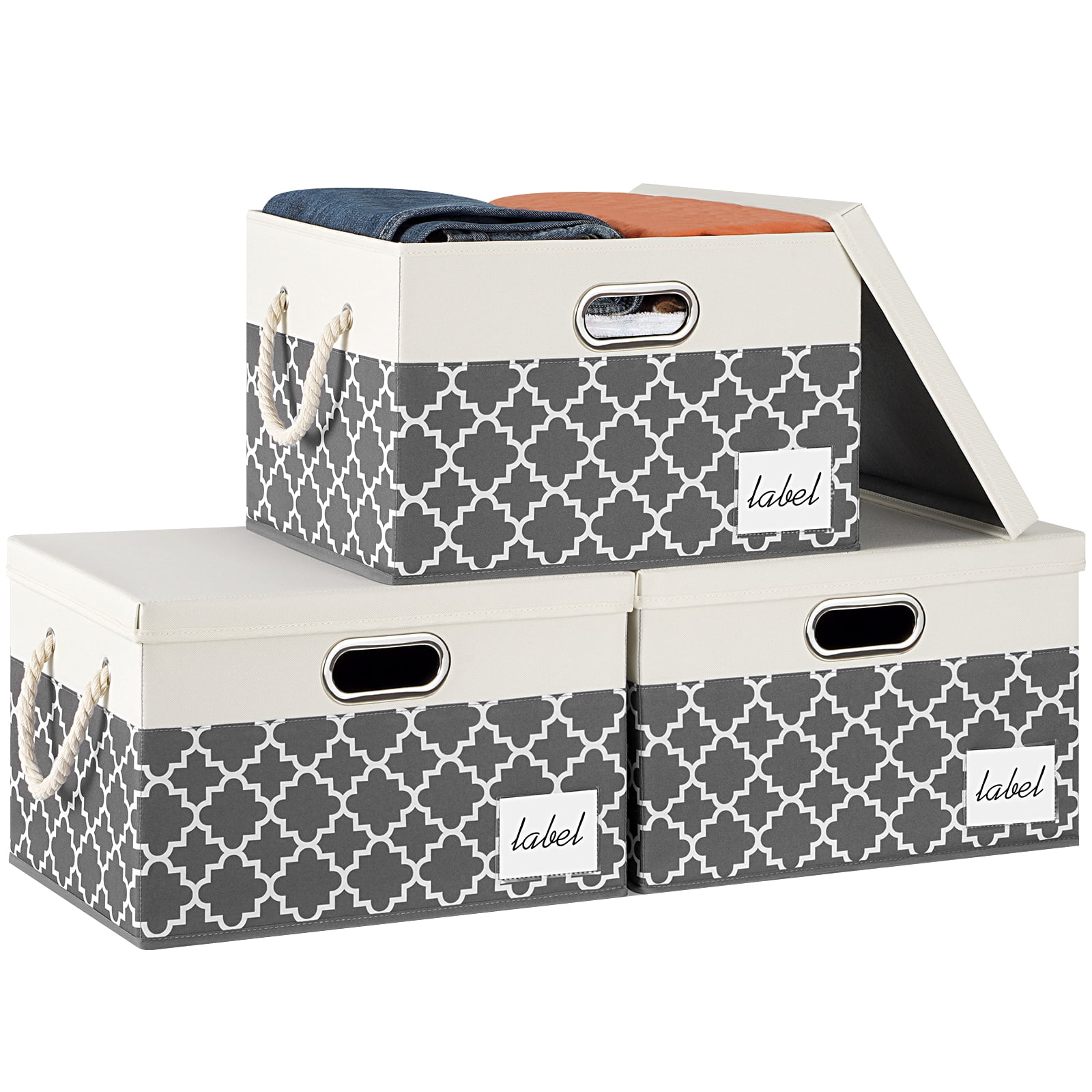 Youfenhome Extra Large Storage Bins with Lids, Storage Boxes with Label ...