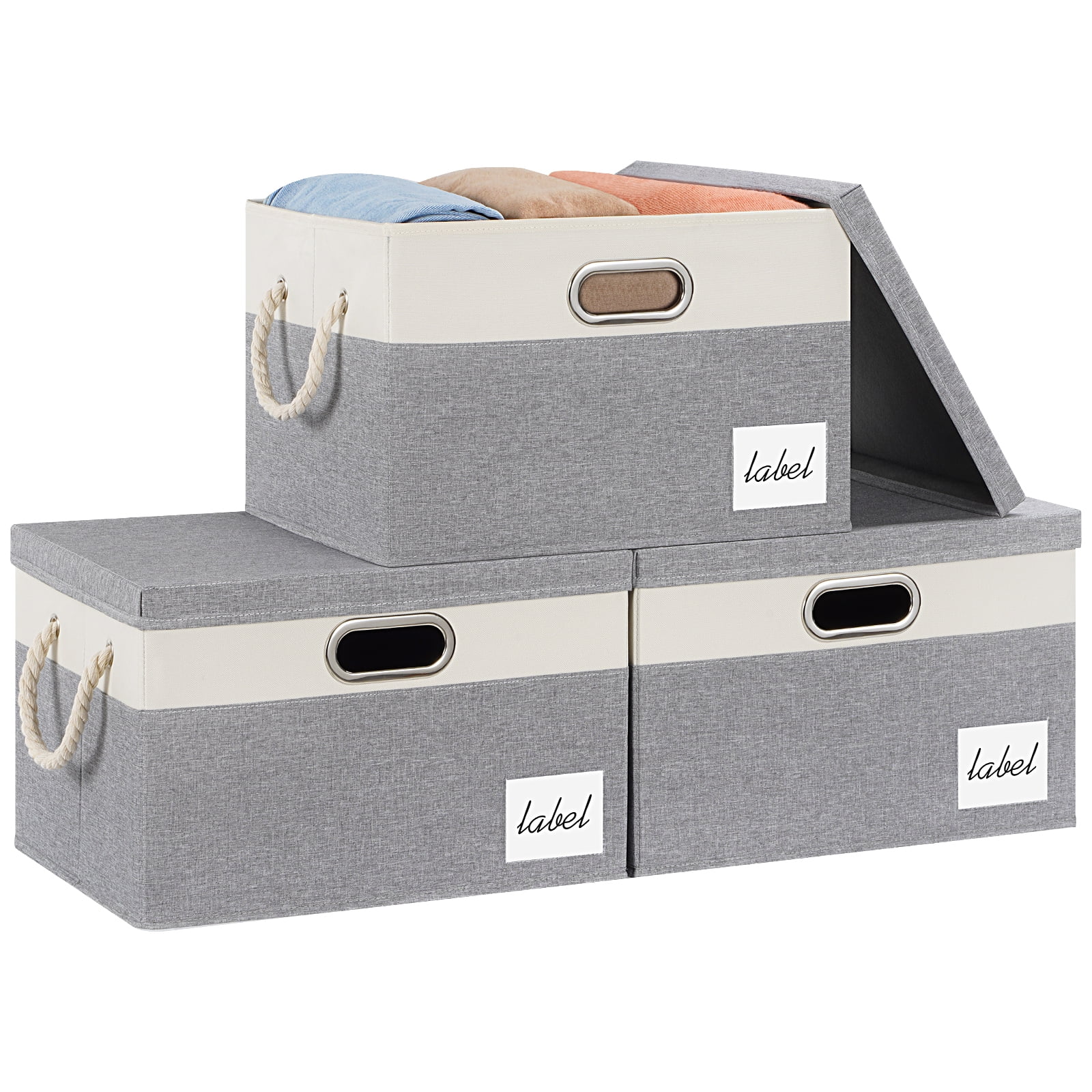 Youfenhome Extra Large Storage Bins with Lids, Storage Boxes with Label ...