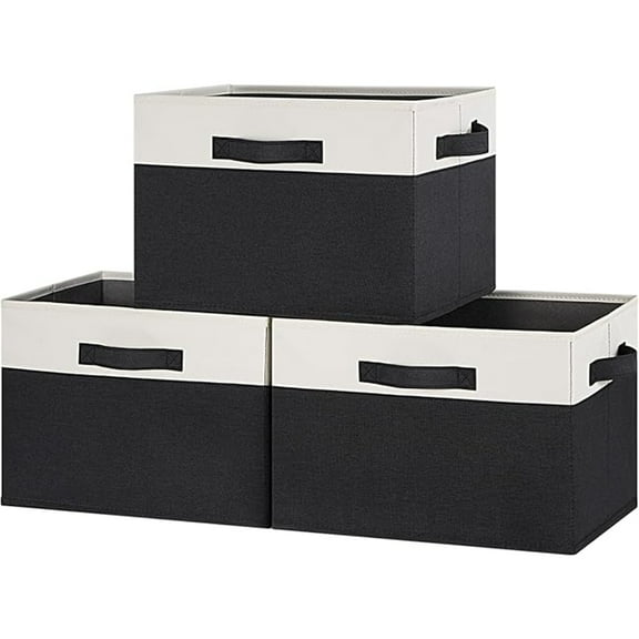 Anhility Fabric Storage Baskets for Shelves, Black Closet Storage Bins ...