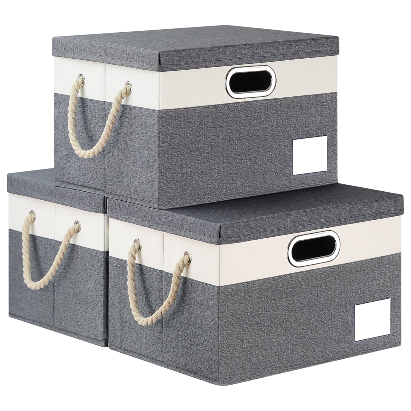 Youfenhome Large Storage Bins with Lids, Storage Boxes with Label & 3 ...