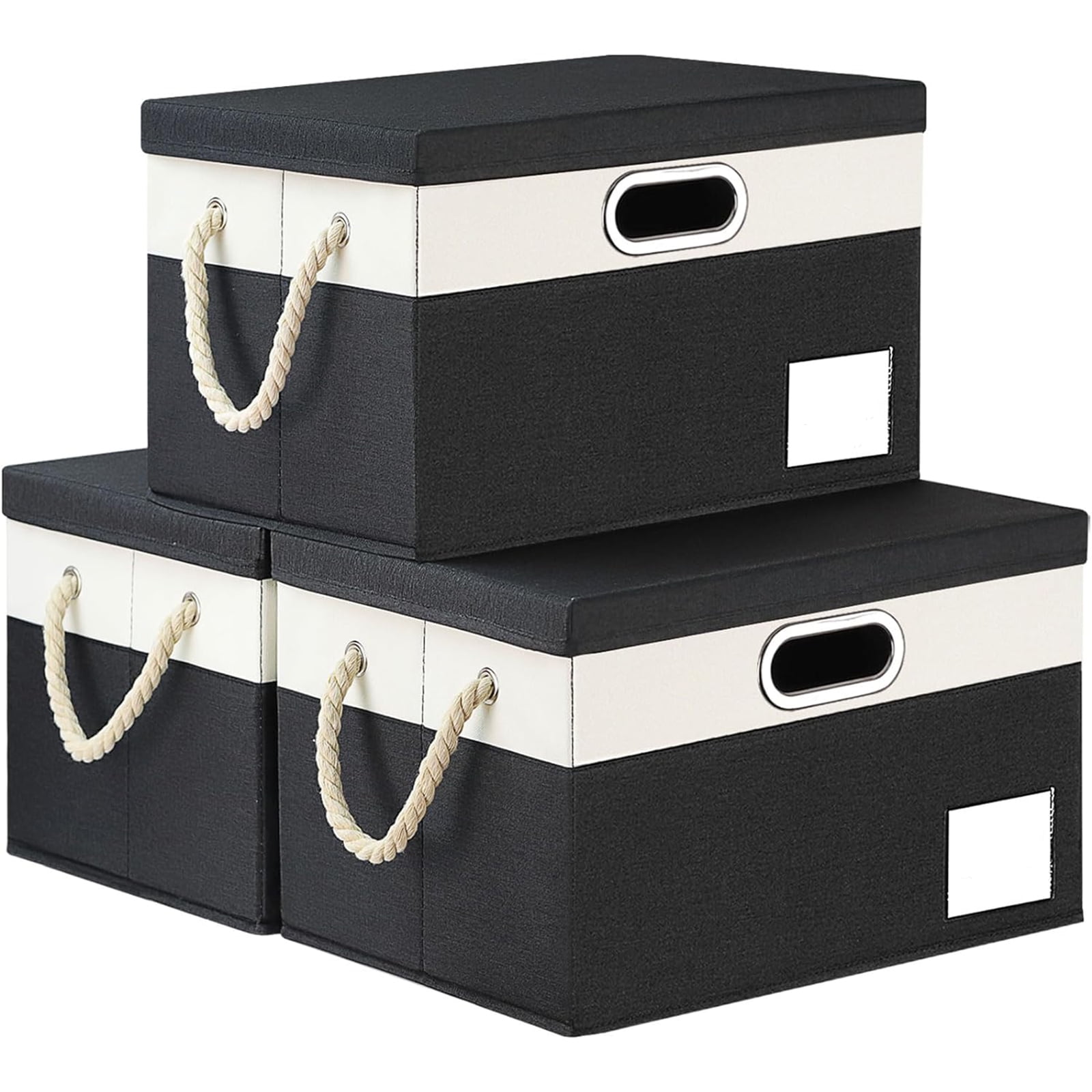 Youfenhome Large Storage Bins with Lids, Storage Boxes with Label & 3 ...