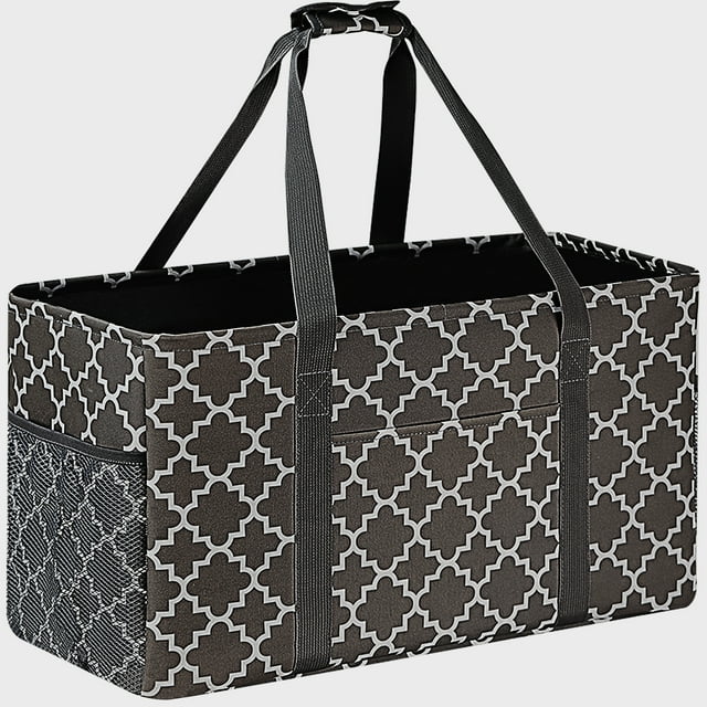 Youfenhome Stand Up Extra Large Utility Tote Bag with Metal Wire Frame ...