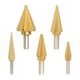 Yougfin Step Drill Bit Set-5 Pcs HSS Titanium Coated Step Drill Bits ...