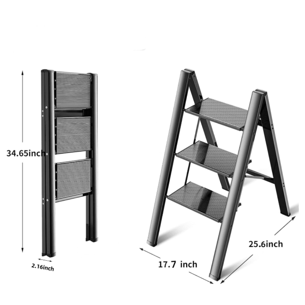 Yougu 3 Step Ladder Aluminum Light Folding Step Bench Wide Non slip ...