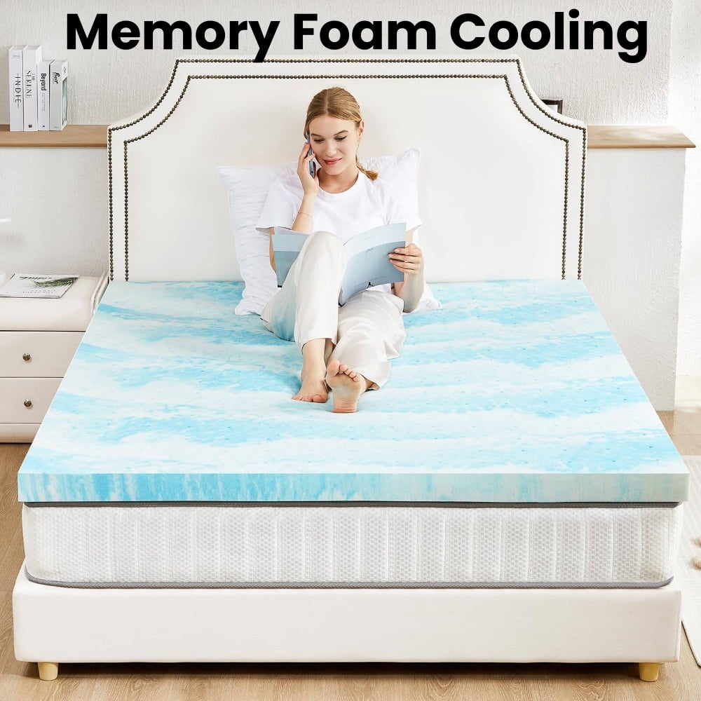 Yougu Memory Foam Cooling Gel Swirl Infused Bed Topper for Back Pain,2 ...