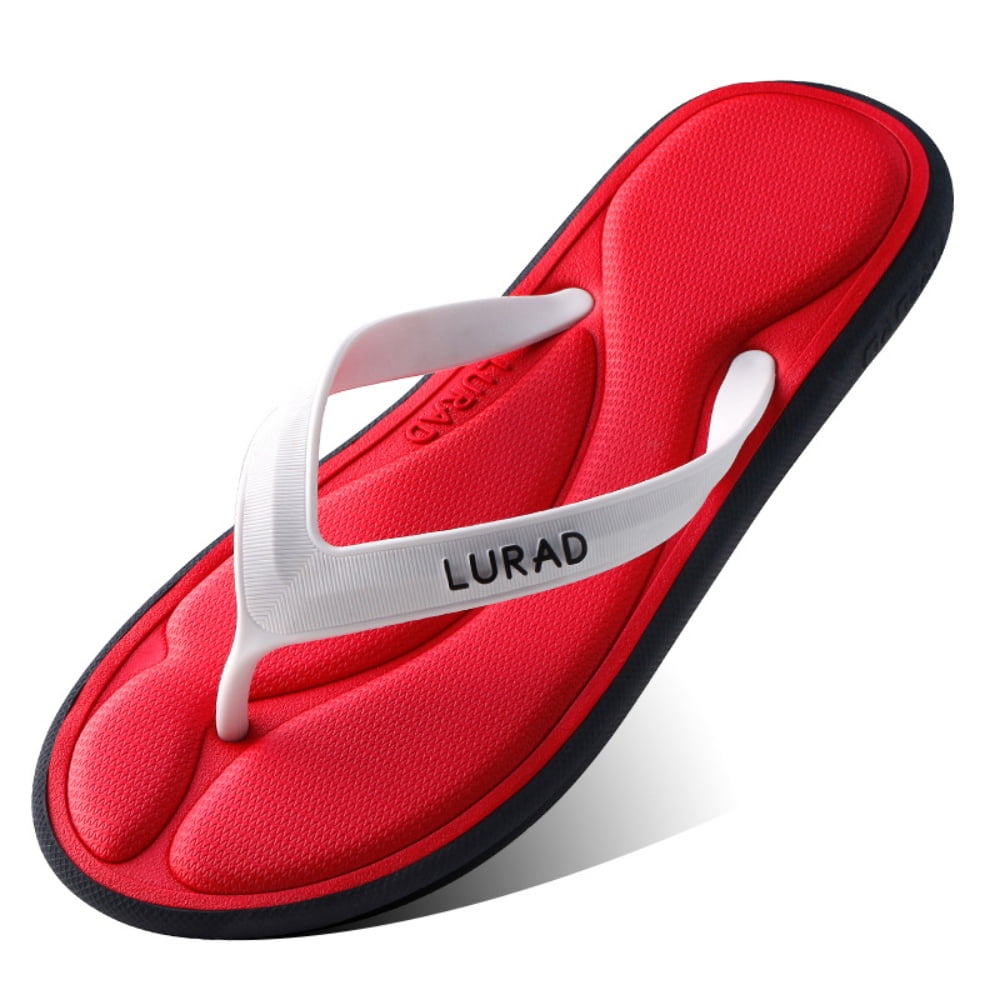Yougu Men's Memory Foam Flip Flop Sandals, Red, Size US 9-10 - Walmart.com