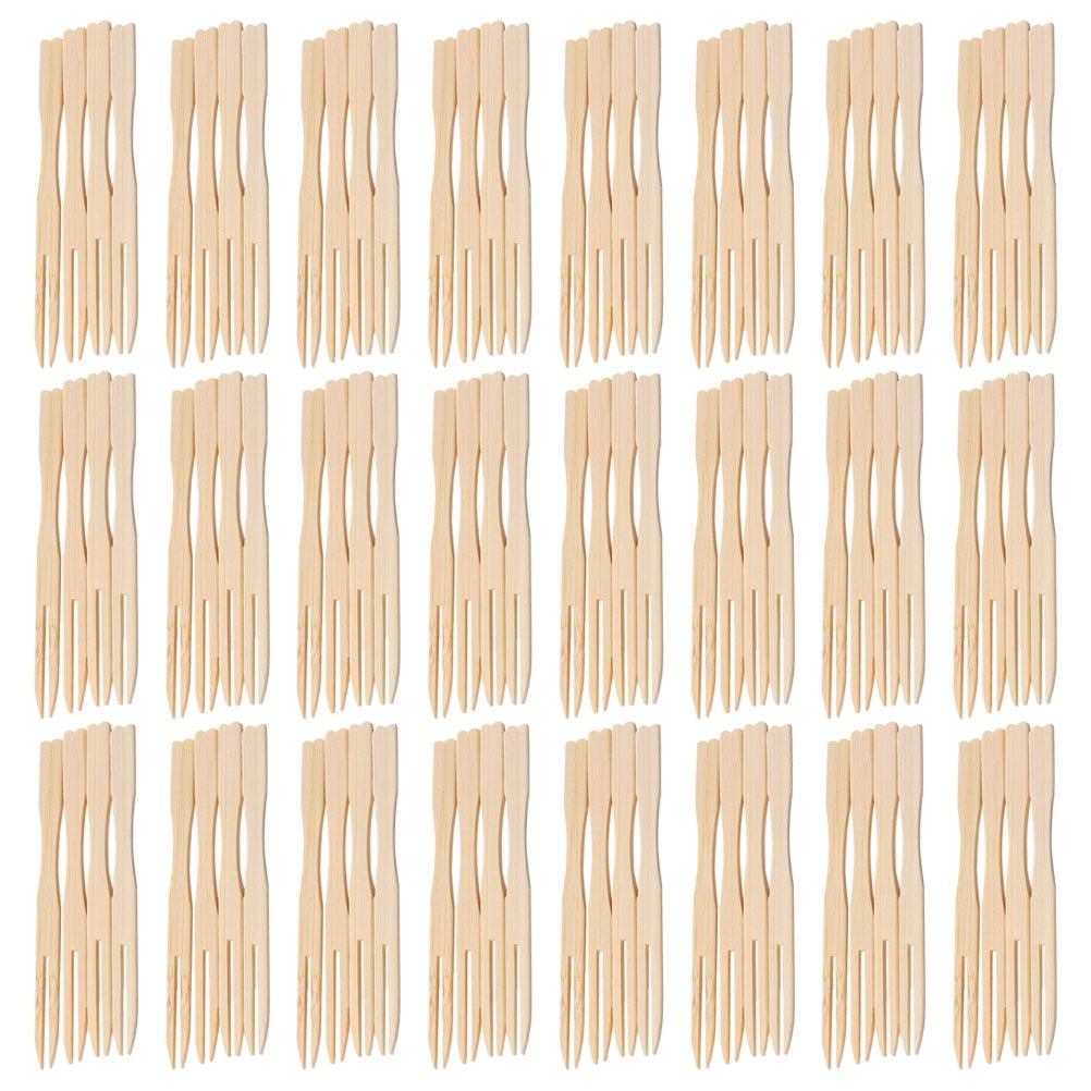 Youliang 100 Mini Bamboo Forks for Appetizers and Cocktails - Walmart.com