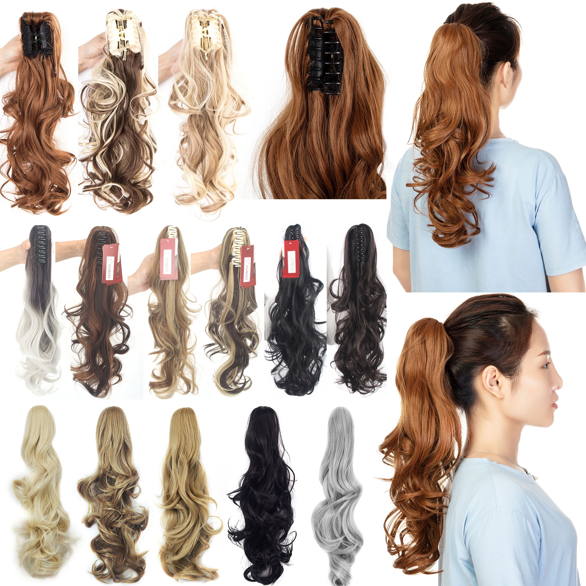 Youloveit 18" Curly Wavy Claw Ponytail Hair Extension One Piece Fashion ...