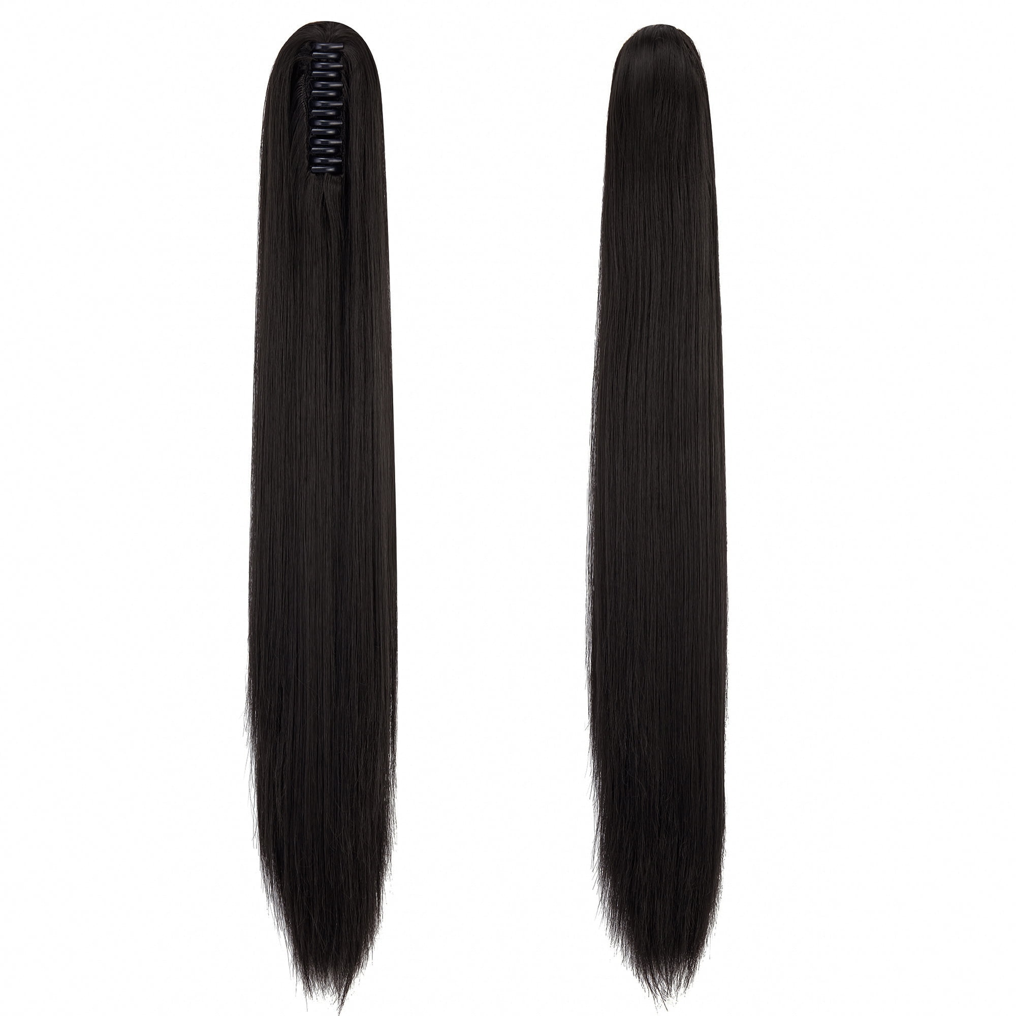 Youloveit Black Ponytail Extension Long Straight Clip Claw Ponytails 21 ...