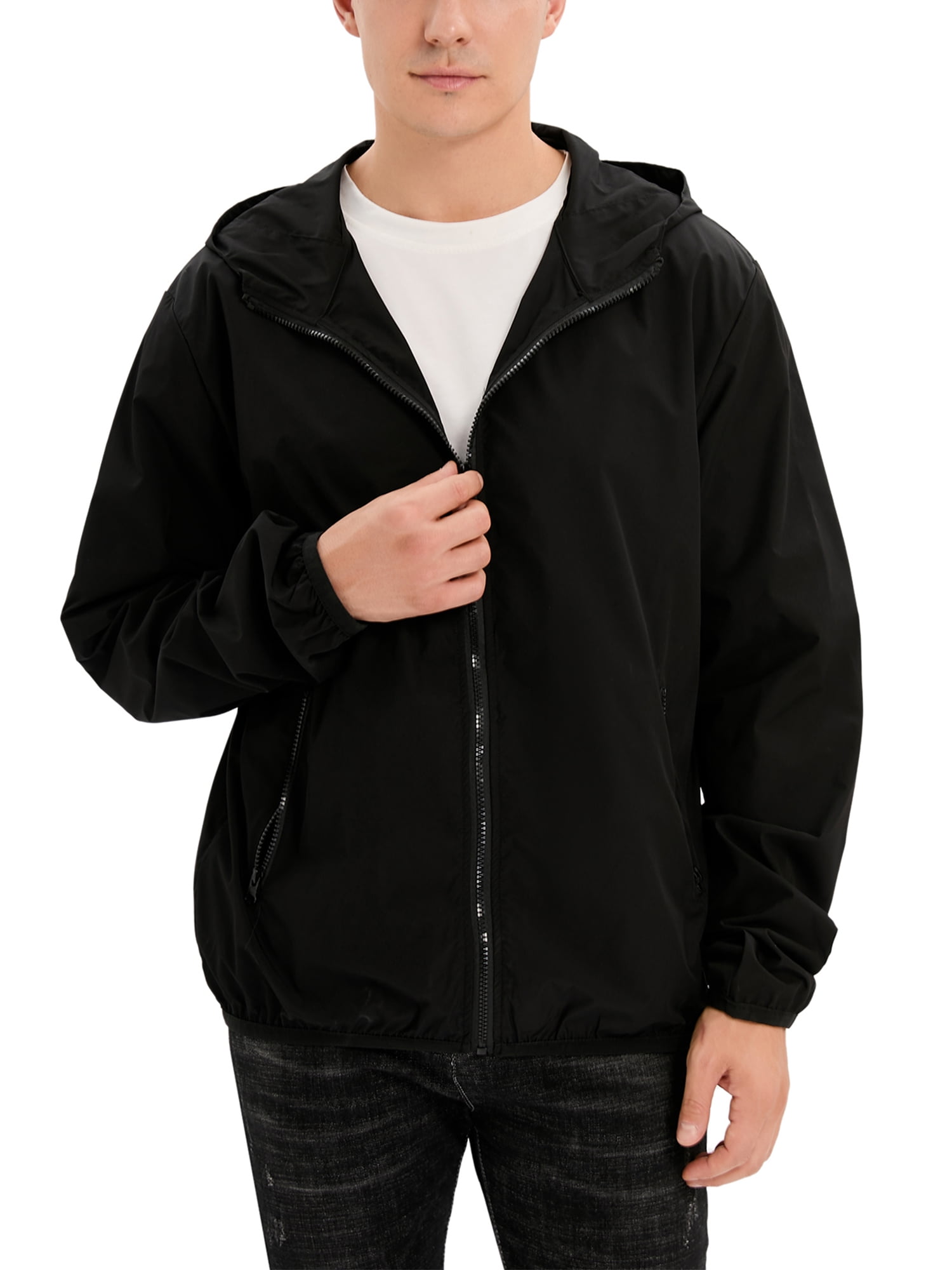 Youloveit Men's Running Rain Jacket, Men Long Sleeve Windbreaker ...