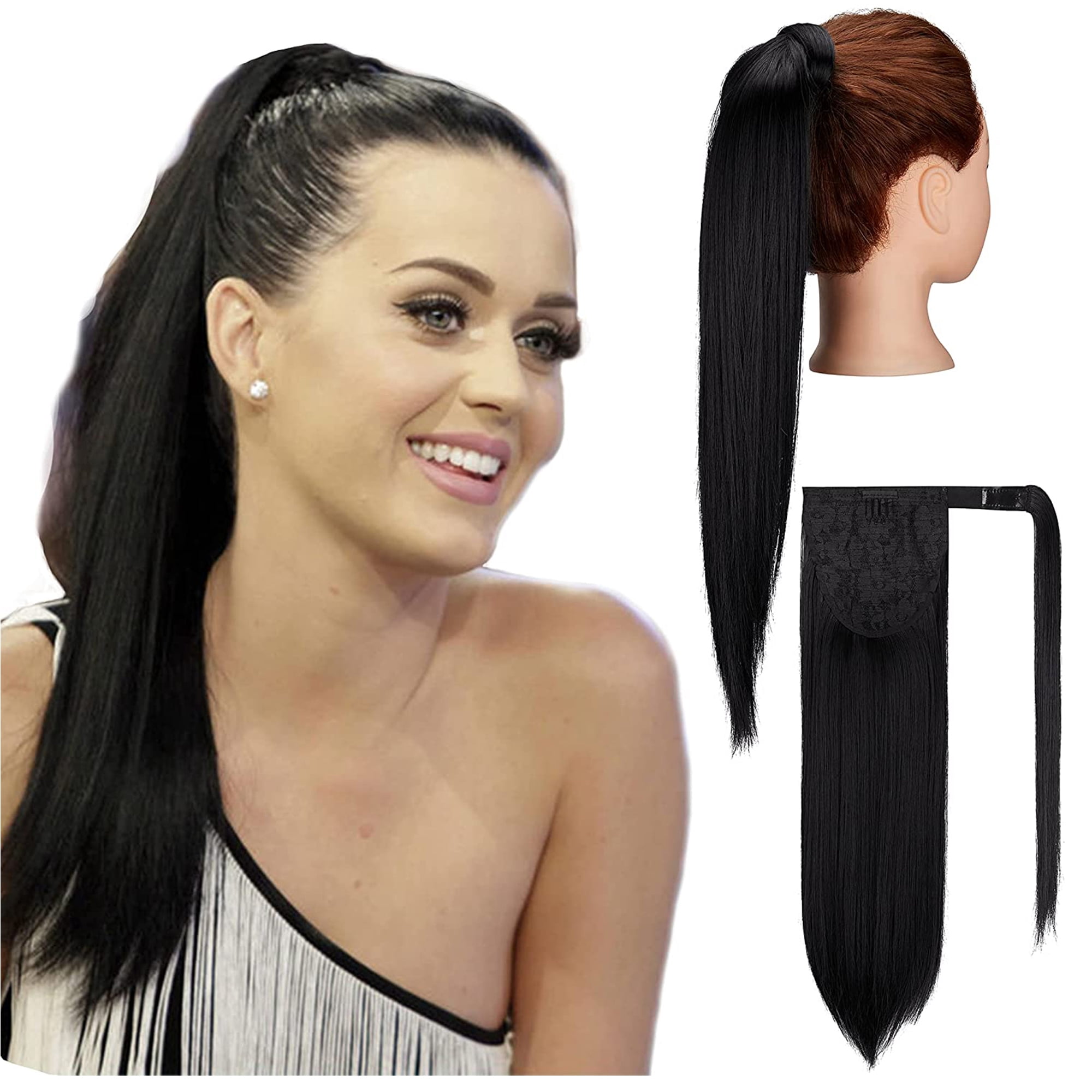 Youloveit Ponytail Hairpiece Extensions, 20/28 Inch Long Straight Wrap ...